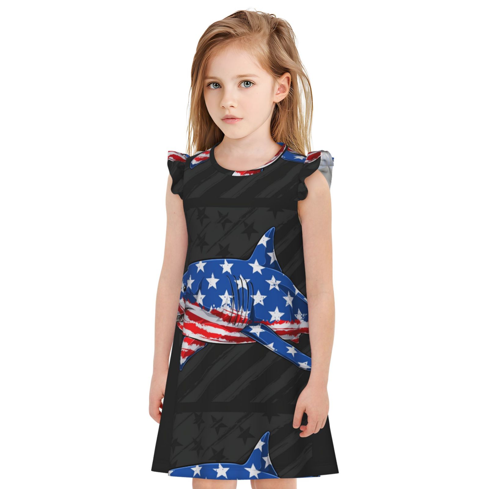 Pofeuu Shark With USA Flag Print Girls Nightgowns, Nightgown Princess ...