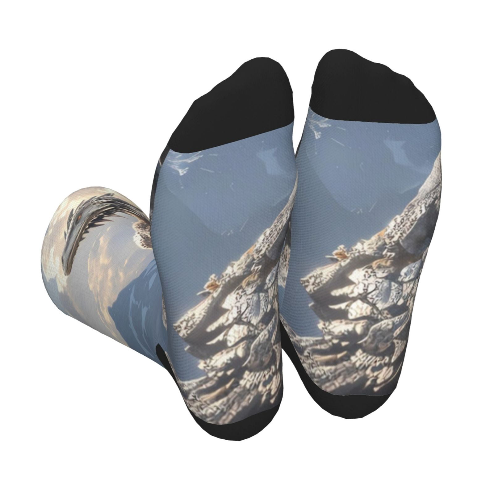 Pofeuu Silver Dragon Mountain Peaks Print Crew Socks, Adult Running ...