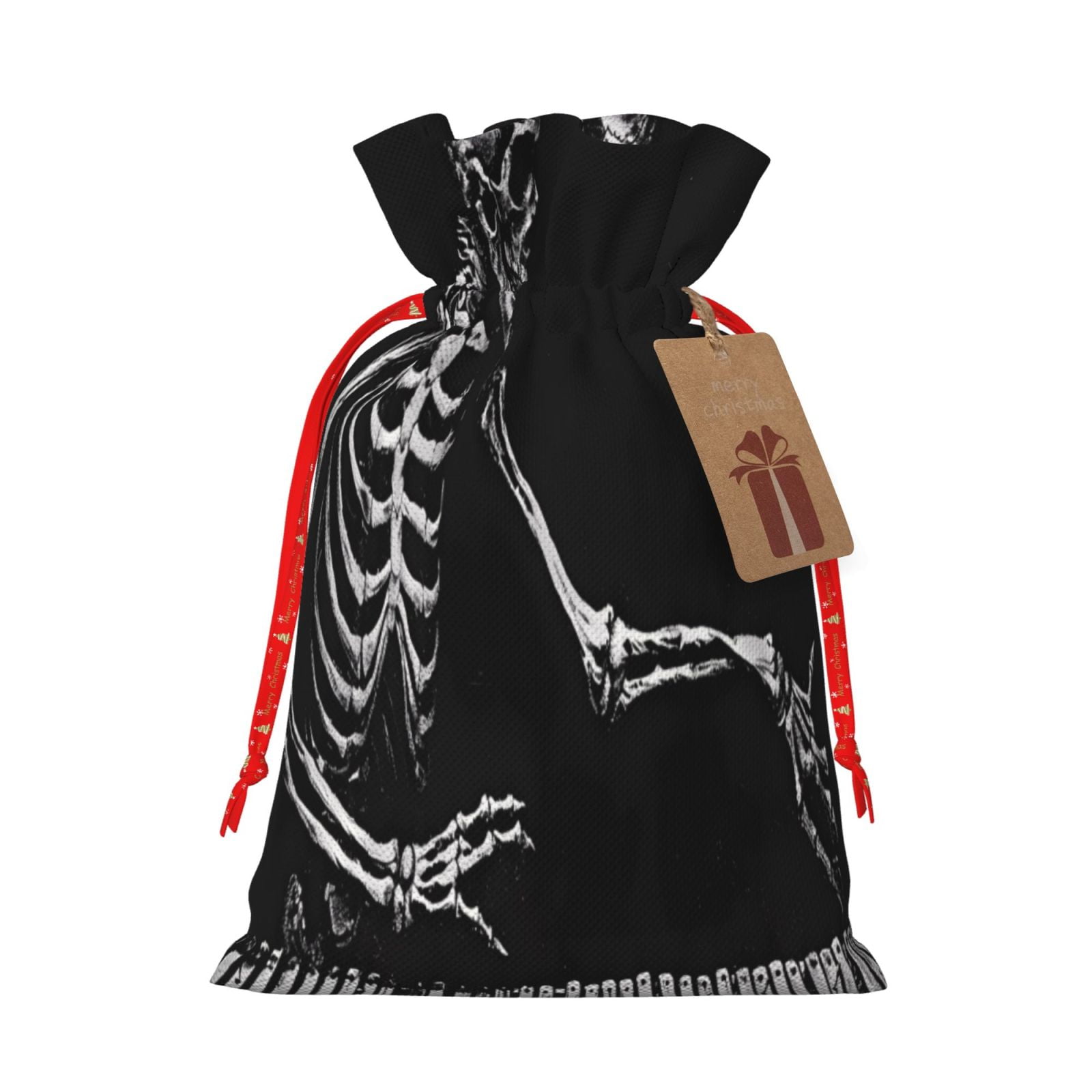 Pofeuu Skeleton Playing Xylophone Print Burlap Bags with Drawstrings ...