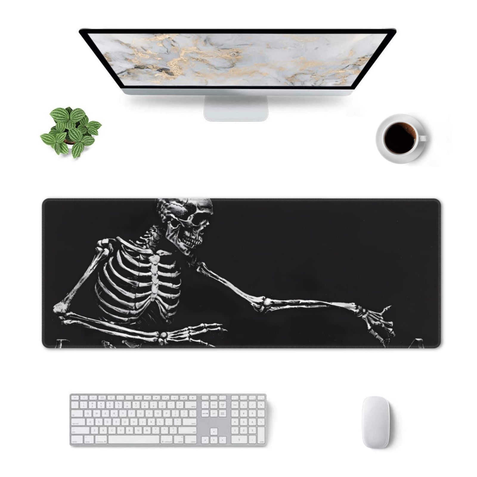 Pofeuu Skeleton Playing Xylophone Print Desk Mat for Keyboard and Mouse ...