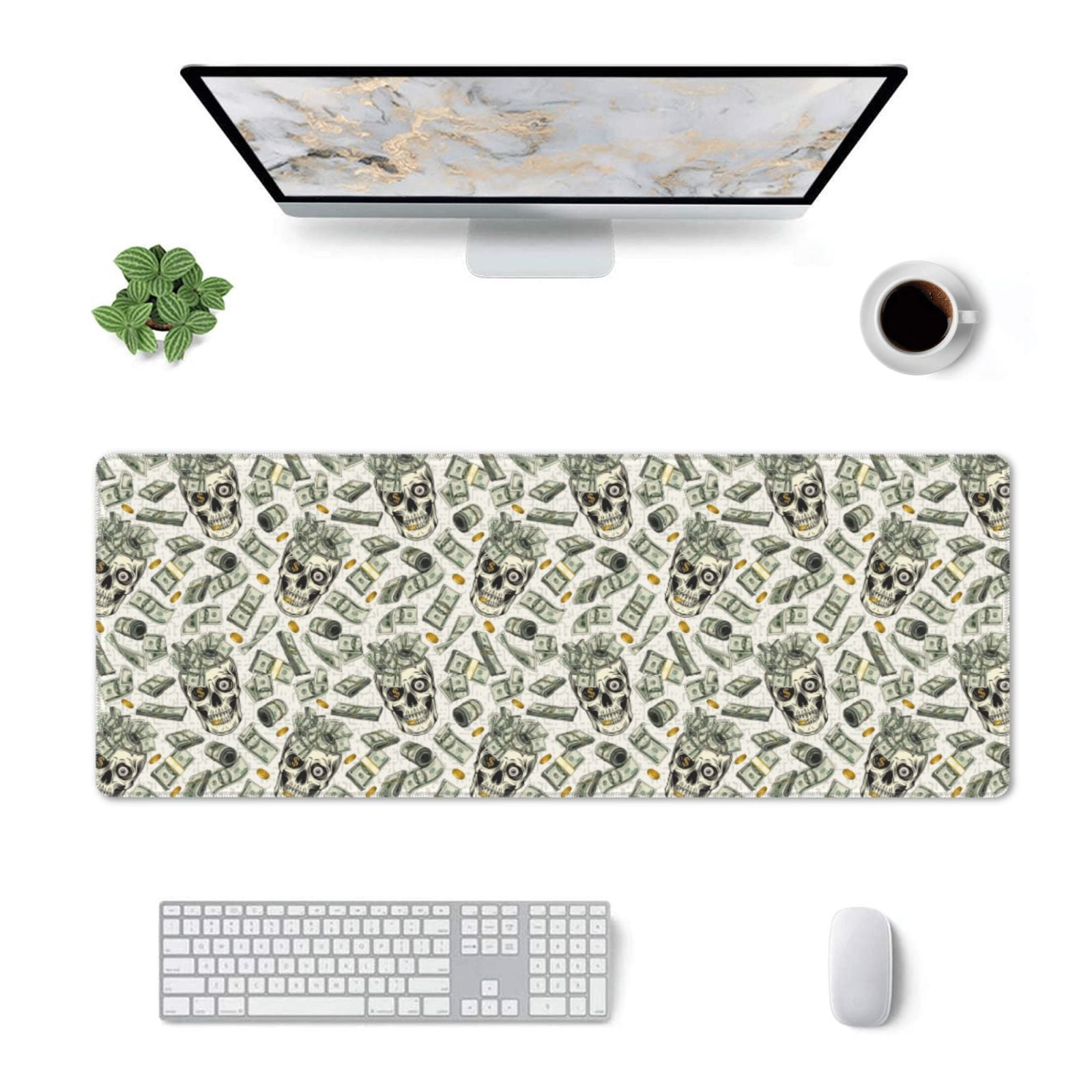 Pofeuu Skull with Cash Print Desk Mat for Keyboard and Mouse，Computer ...