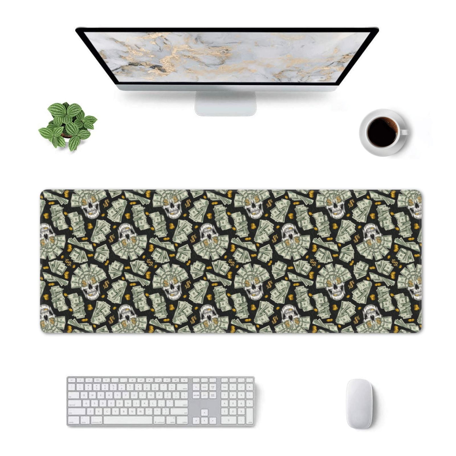 Pofeuu Skull with Dollar Print Desk Mat for Keyboard and Mouse，Computer ...