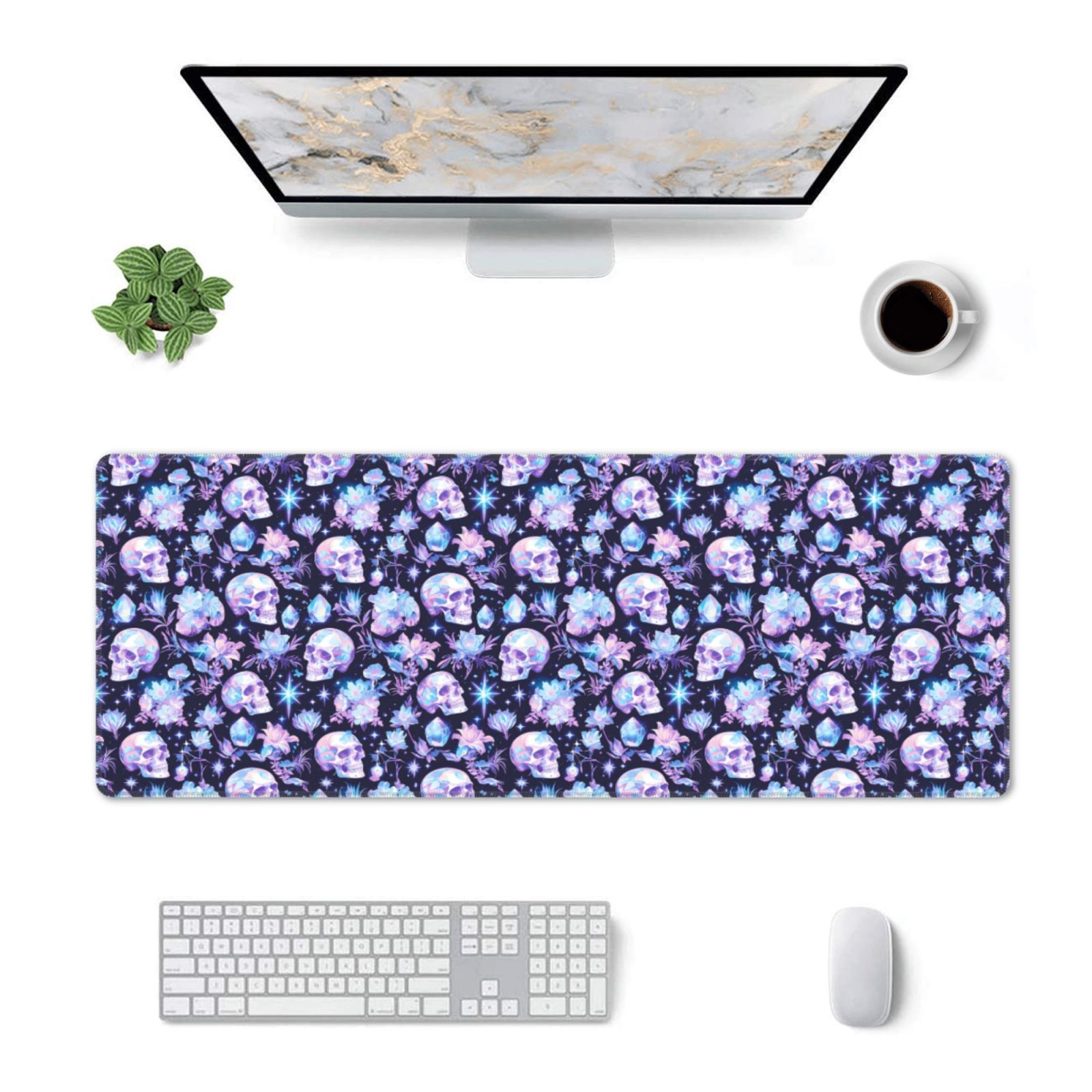 Pofeuu Skull crystal flower Print Desk Mat for Keyboard and Mouse ...