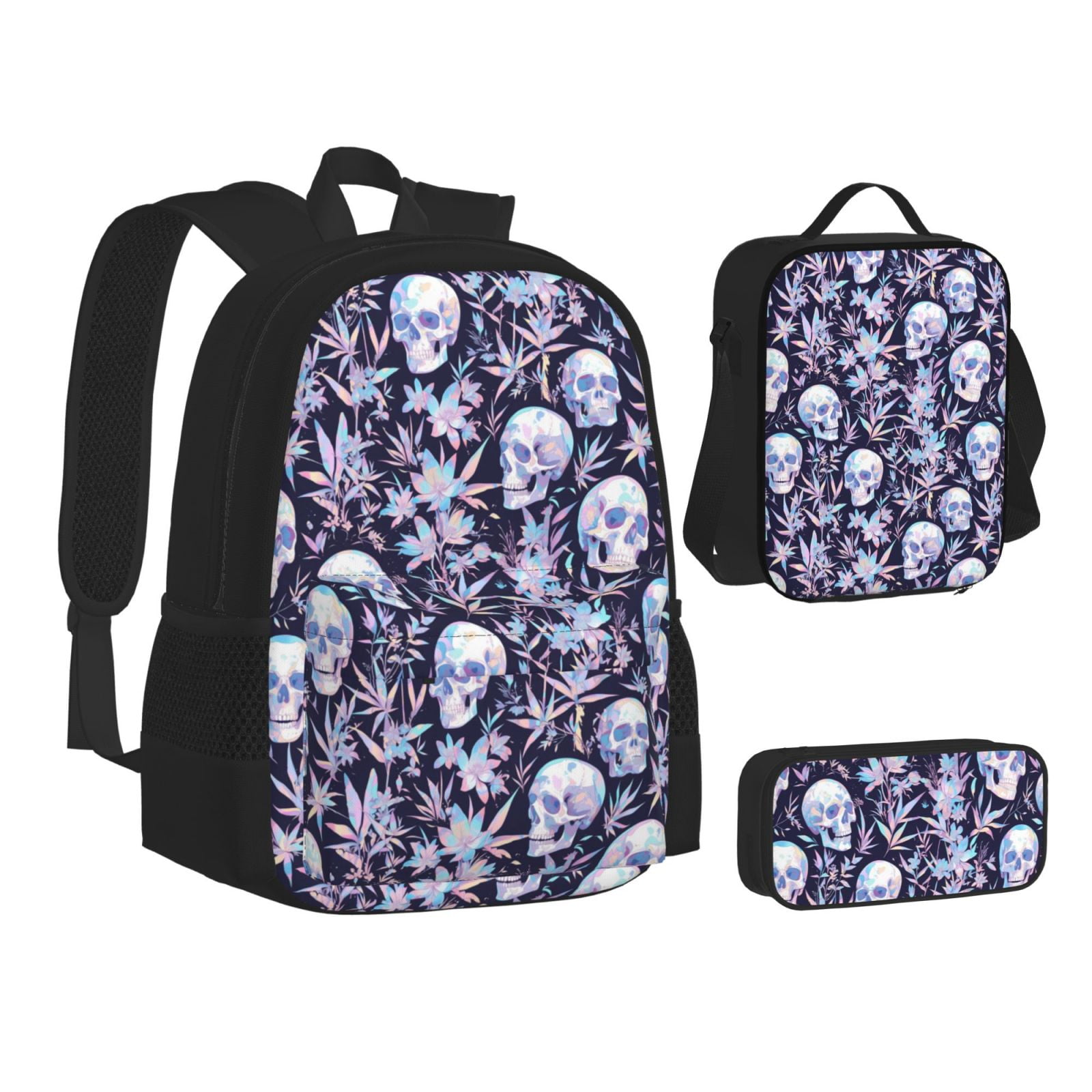 Pofeuu Skull flower crystal Print Backpack Travel Backpacks With Lunch ...