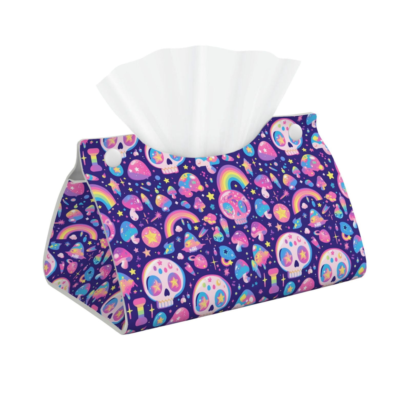 Pofeuu Skull mushroom rainbow Print Tissue Box Cover, Modern Decorative ...