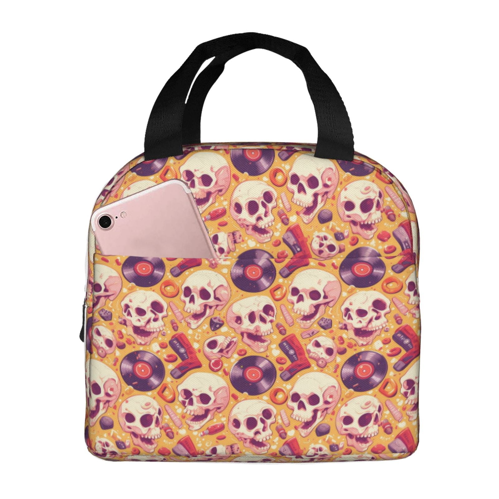 Pofeuu Skull rock record Print Lunch Bag Lunch Box Large Capacity ...