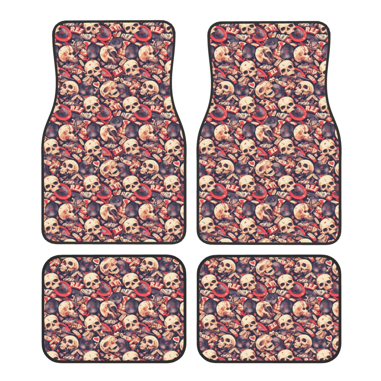 Pofeuu Skull rock record artist Print Car Foot Mat Set of 4 Pieces ...