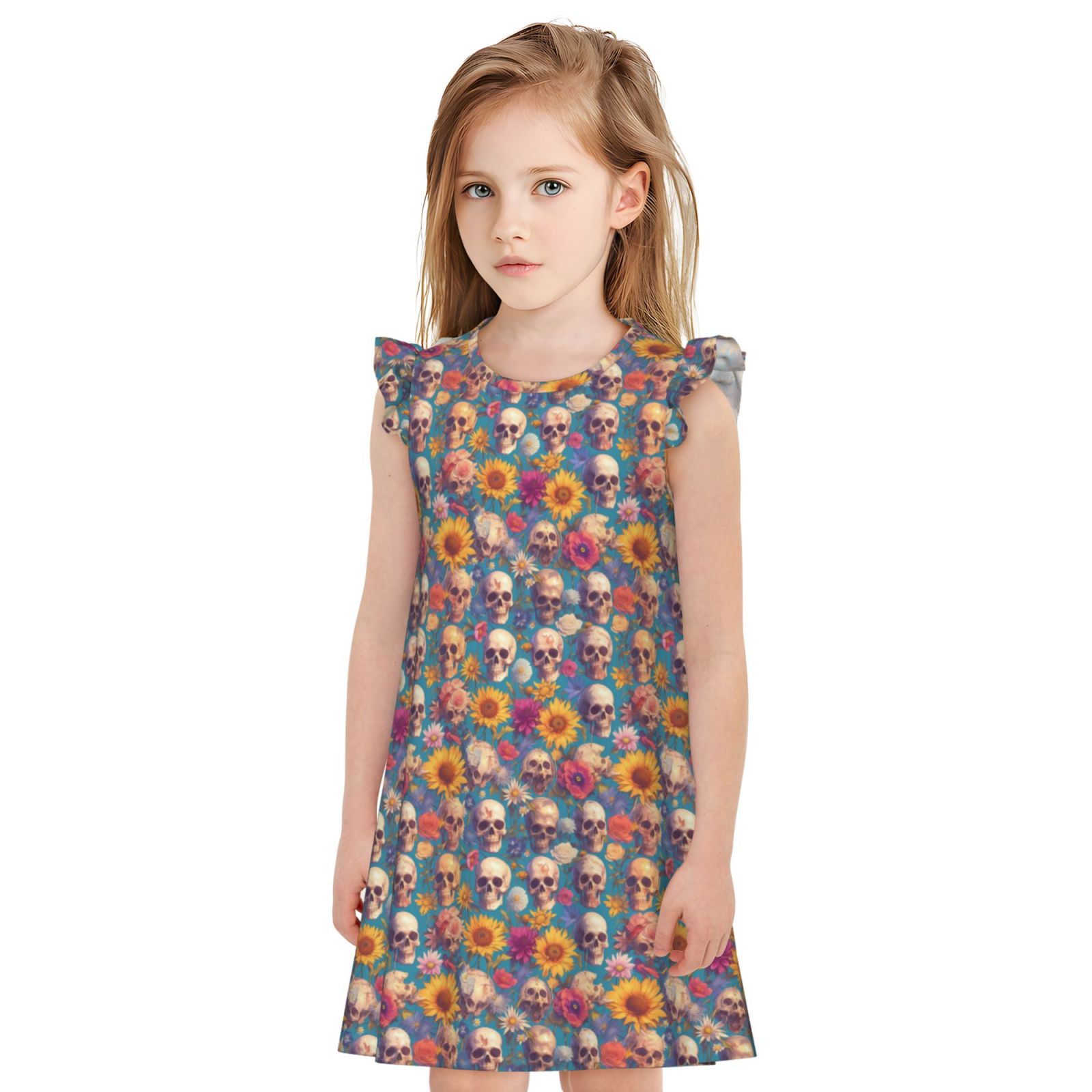 Pofeuu Skull sunflower daisy Print Girls Nightgowns, Nightgown Princess ...