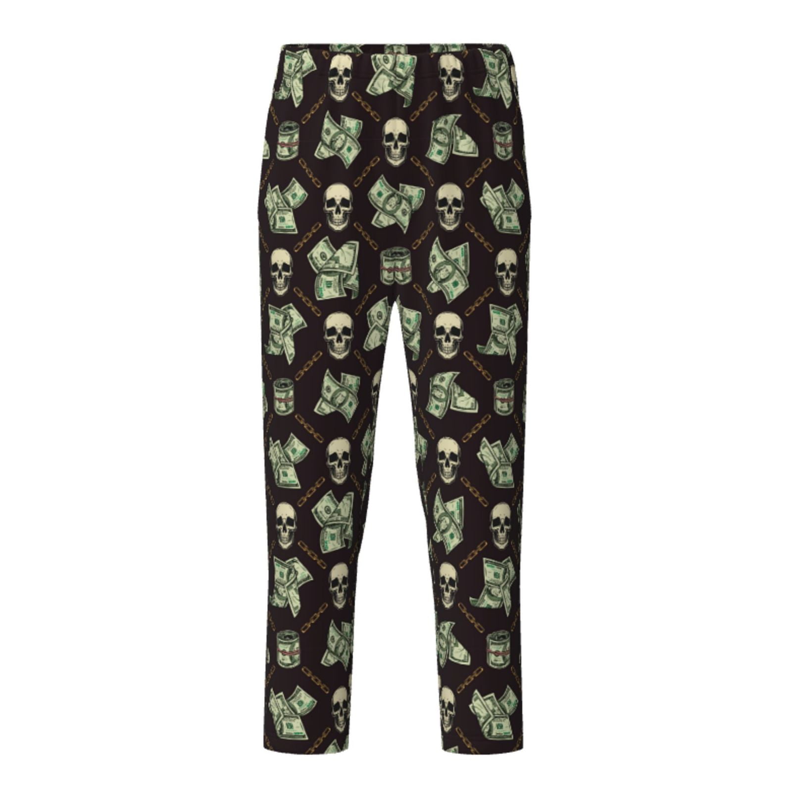 Pofeuu Skulls Gold Chains Dollar Print Teenagers' Pajama Pants, Soft ...