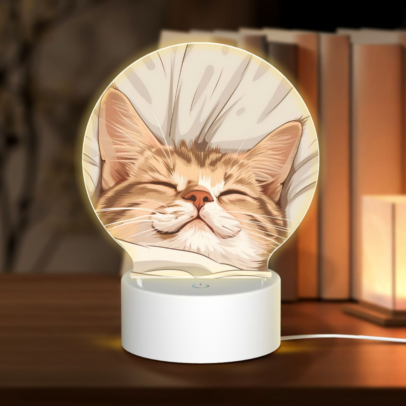 Pofeuu Sleeping Cat In Blanket Print LED Christmas Night Light Lamp ...