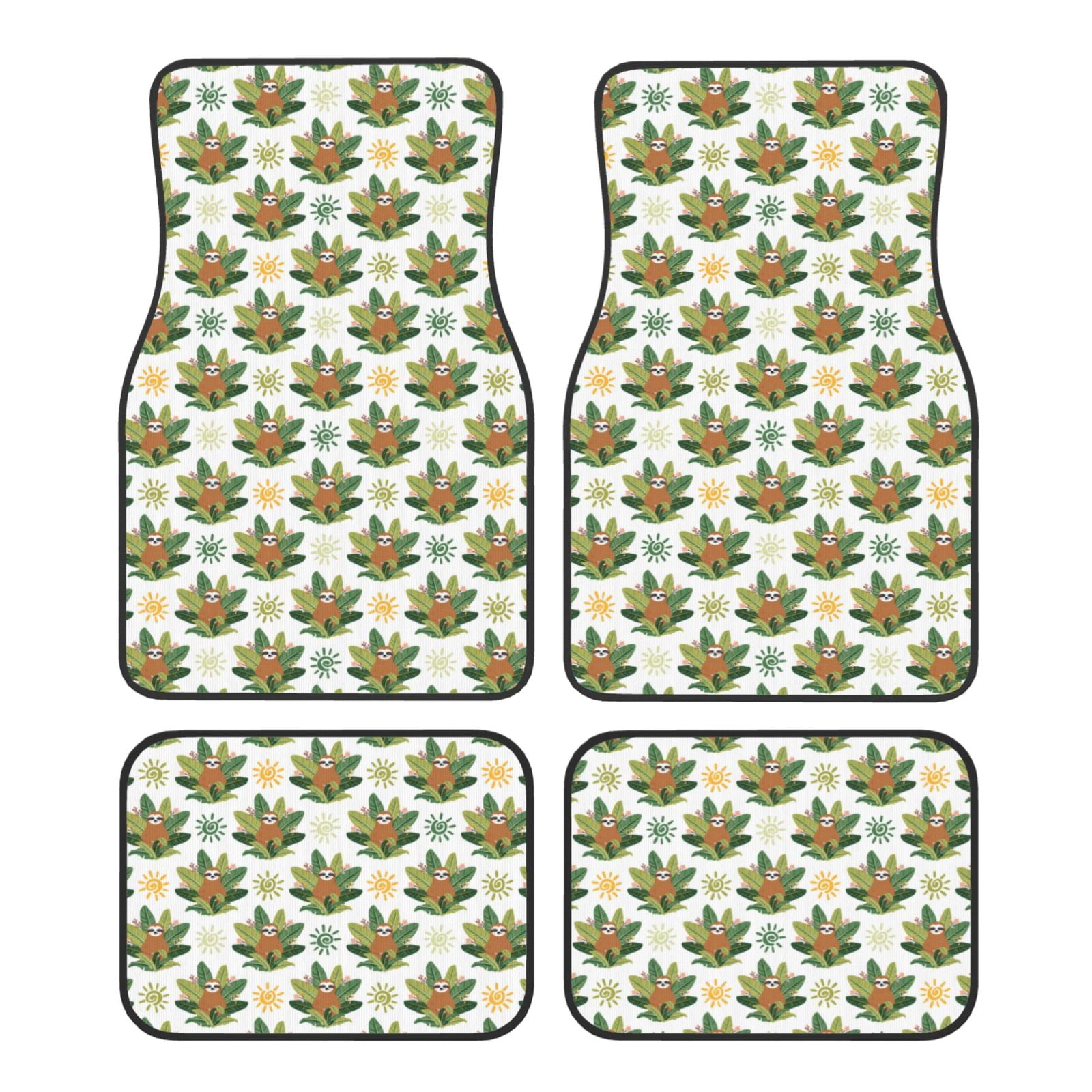 Pofeuu Sloth Sitting Tropical Leaves Print Car Foot Mat Set of 4 Pieces ...