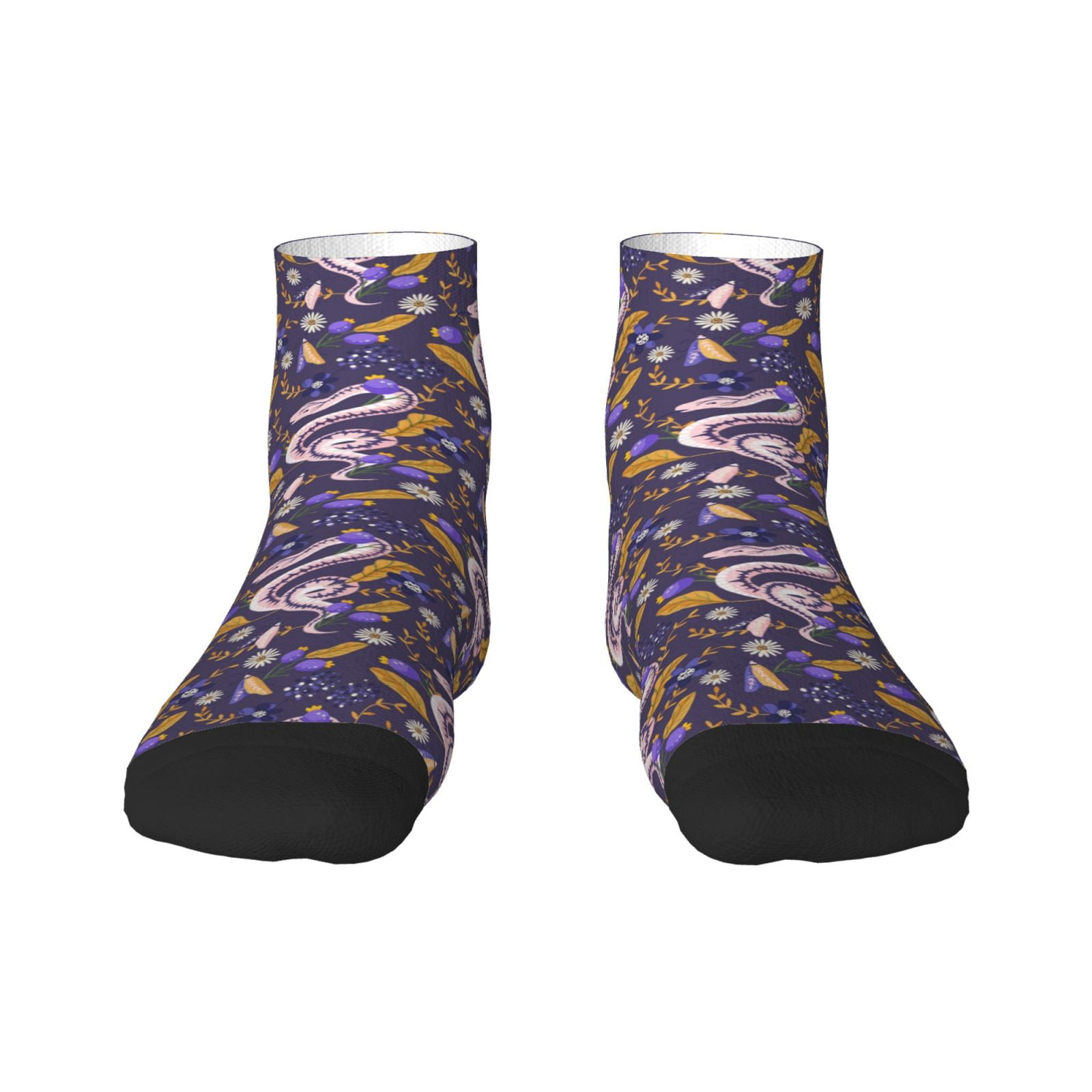 Pofeuu Snake And Floral Print 30cm Socks, Adult Running Hiking Socks ...