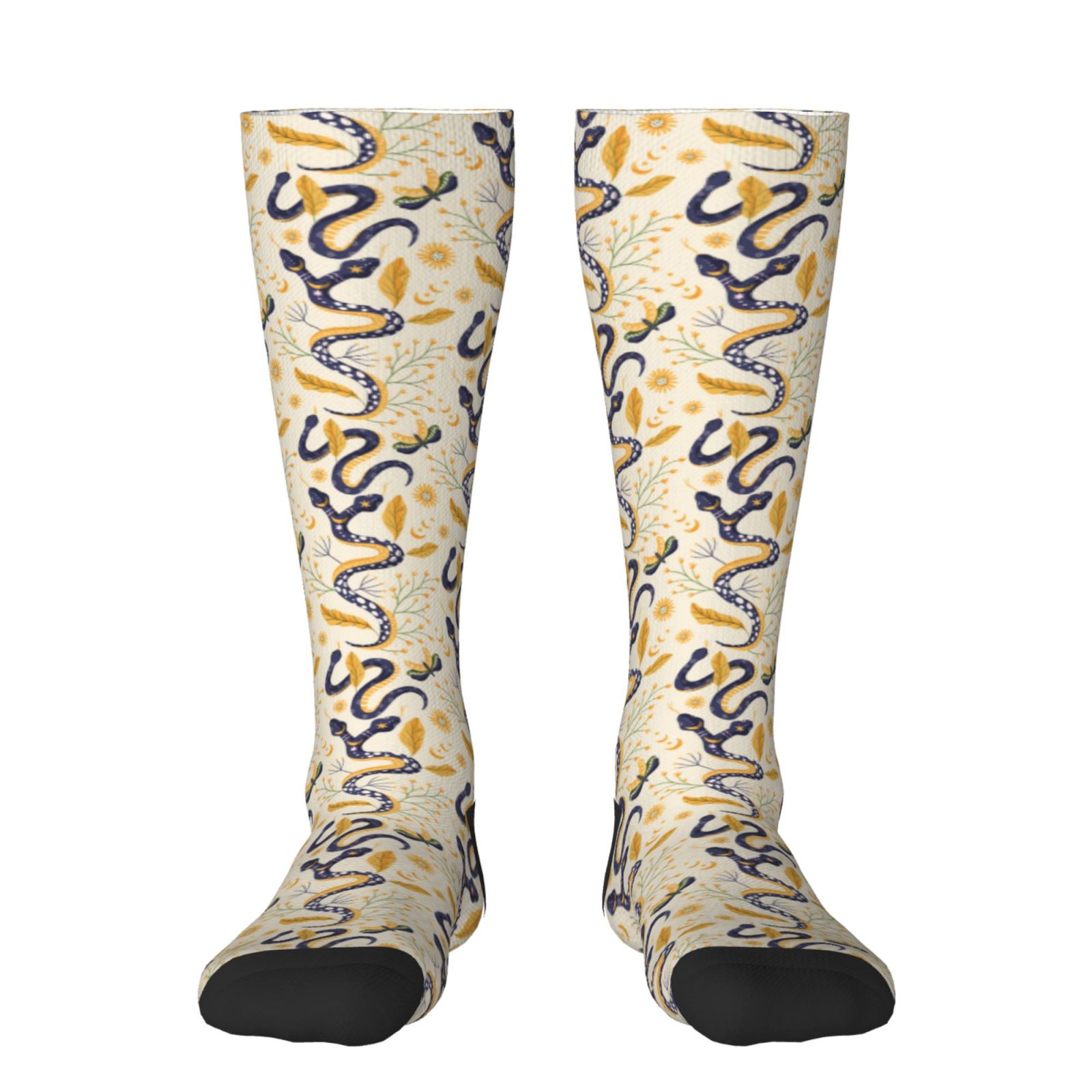 Pofeuu Snake And Floral Print Stockings, Adult Running Hiking Socks for ...