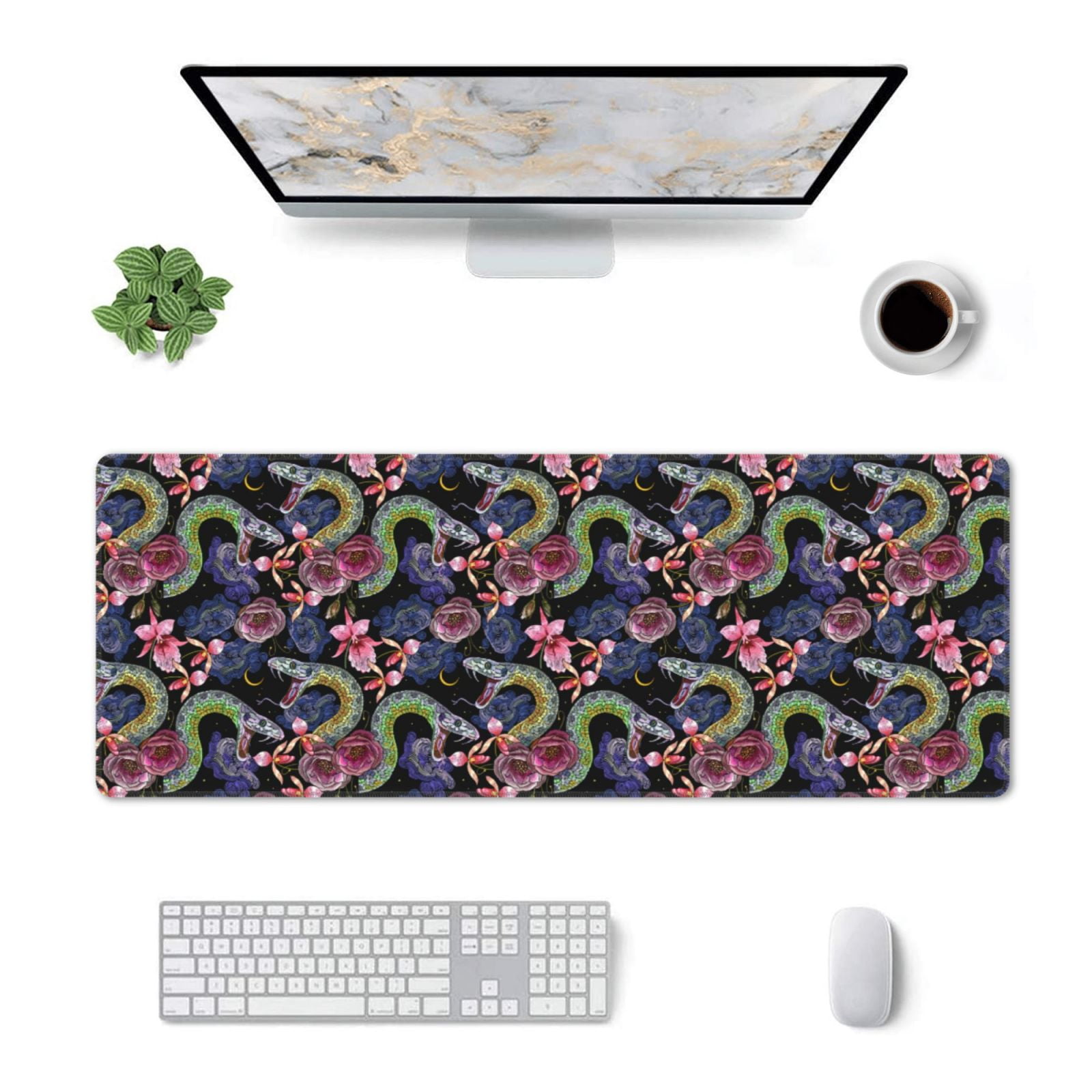 Pofeuu Snake And Flower Print Desk Mat for Keyboard and Mouse，Computer ...