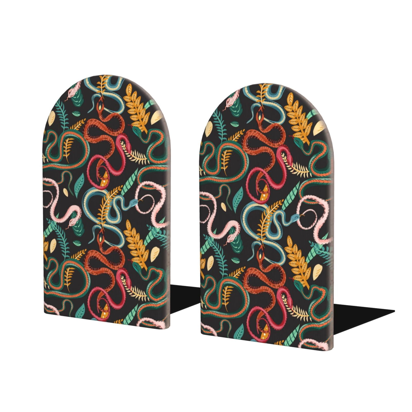 Pofeuu Snake And Flower Print Large Bookend Hold Heavy Books- Wood ...