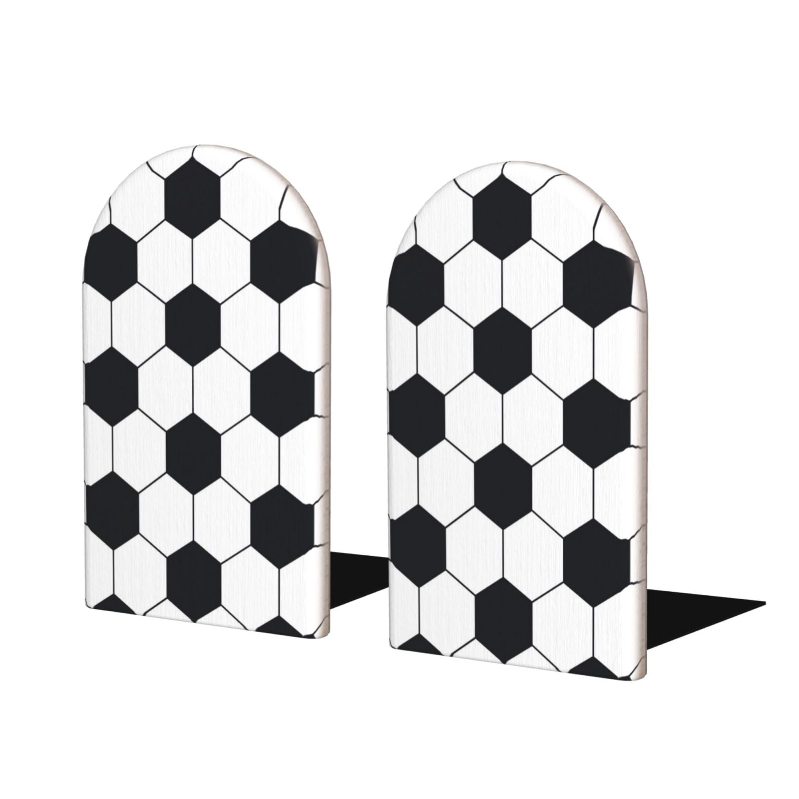 Pofeuu Soccer Ball Print Large Bookend Hold Heavy Books- Wood Bookends ...