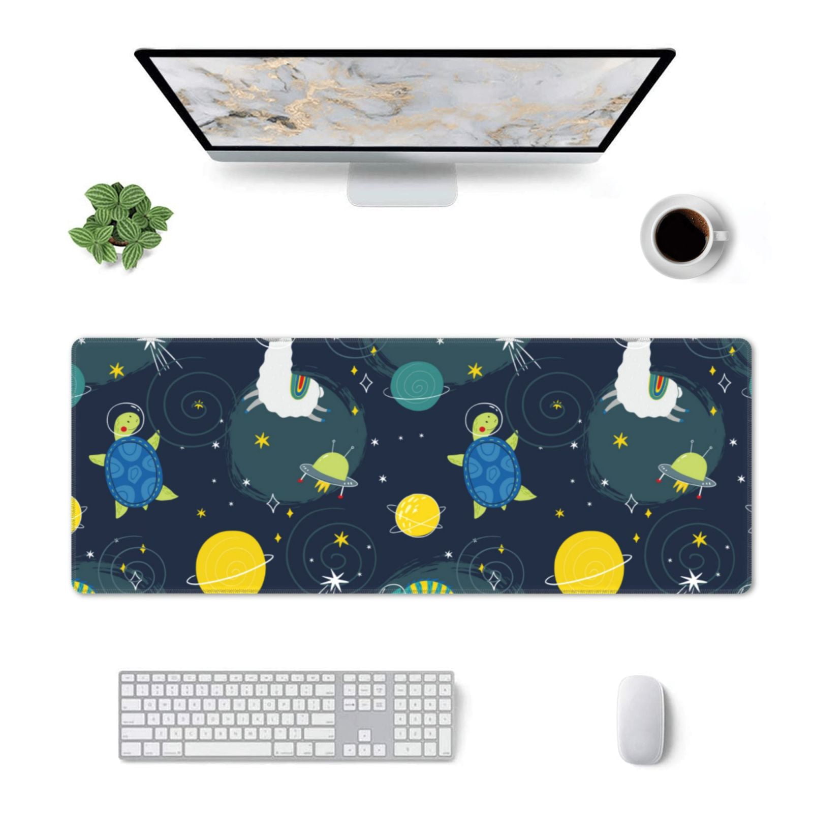 Pofeuu Space and Animals Print Desk Mat for Keyboard and Mouse，Computer ...