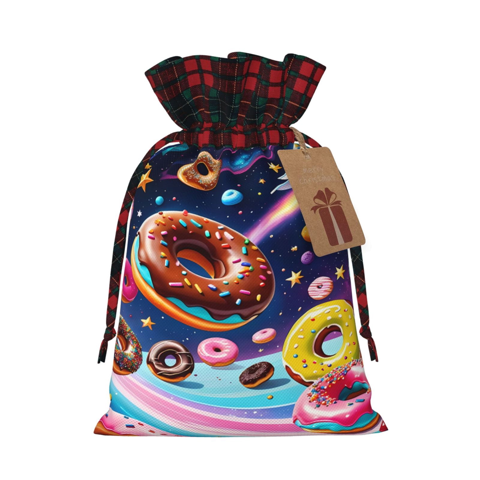 Pofeuu Space Colorful Donut Print Burlap Bags with Drawstrings ...