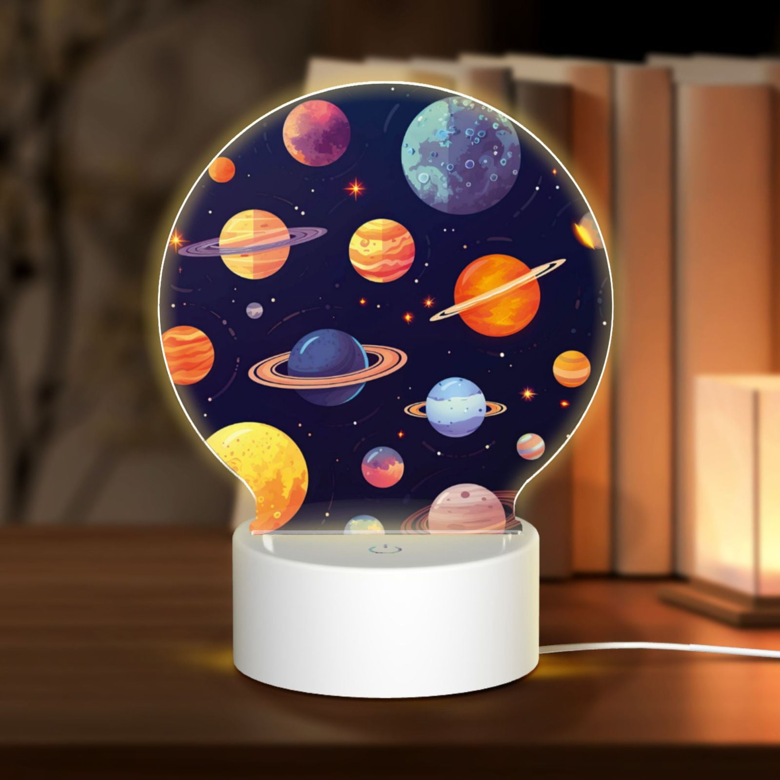 Pofeuu Space Planet Print LED Christmas Night Light Lamp Base Gift DIY ...