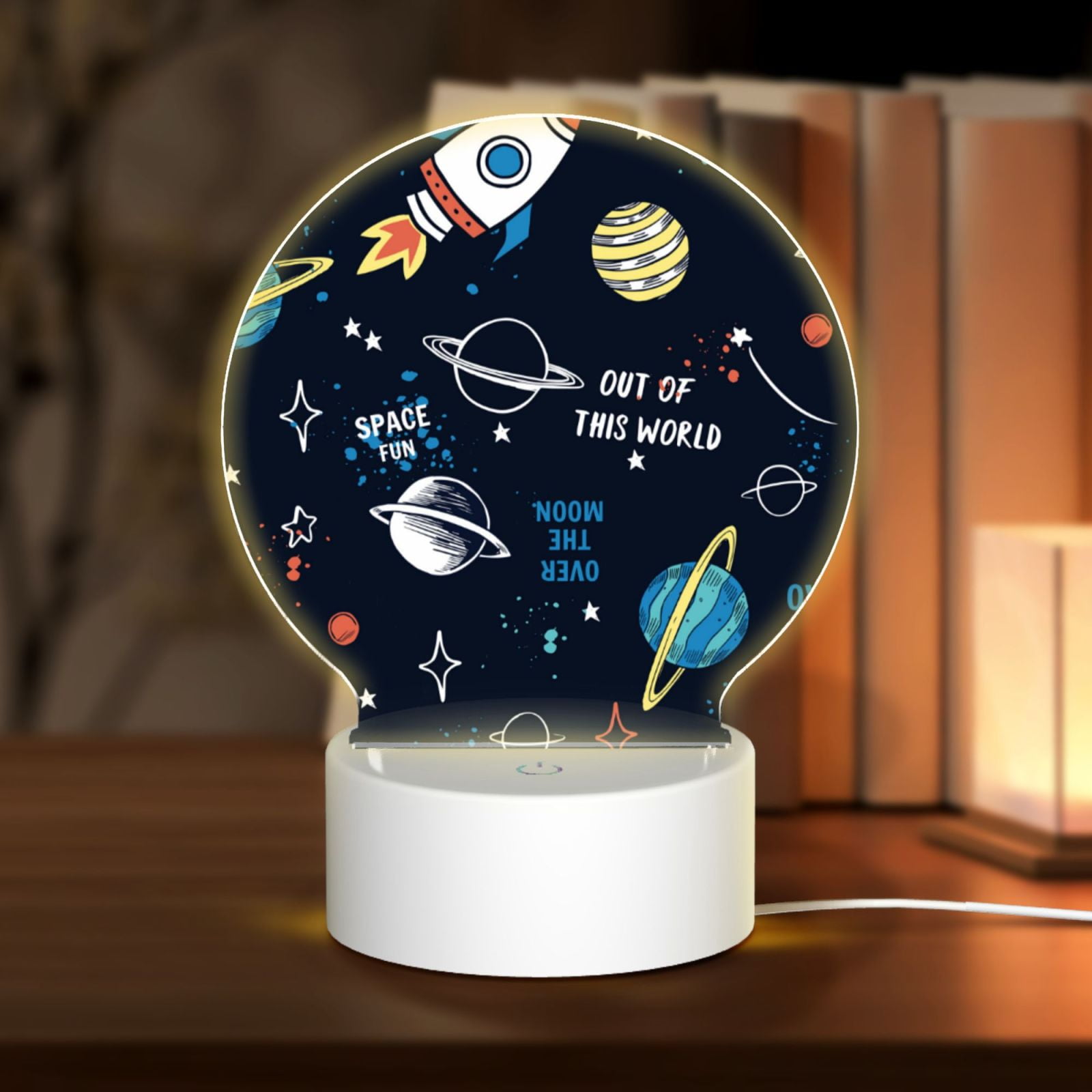 Pofeuu Space Print LED Christmas Night Light Lamp Base Gift DIY 3D ...