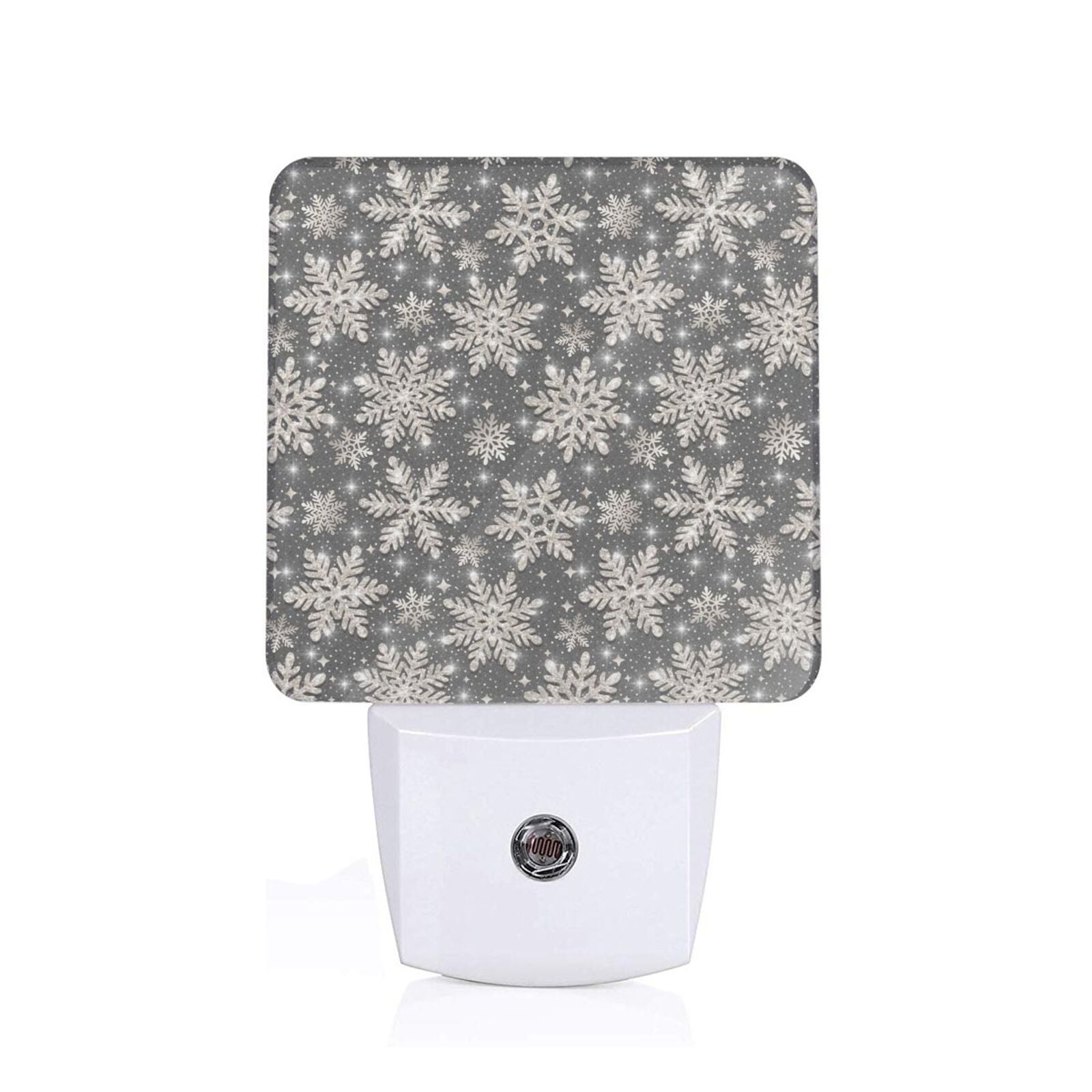 Pofeuu Sparkling Snowflakes Print Night Lights Plug into Wall with Dusk ...