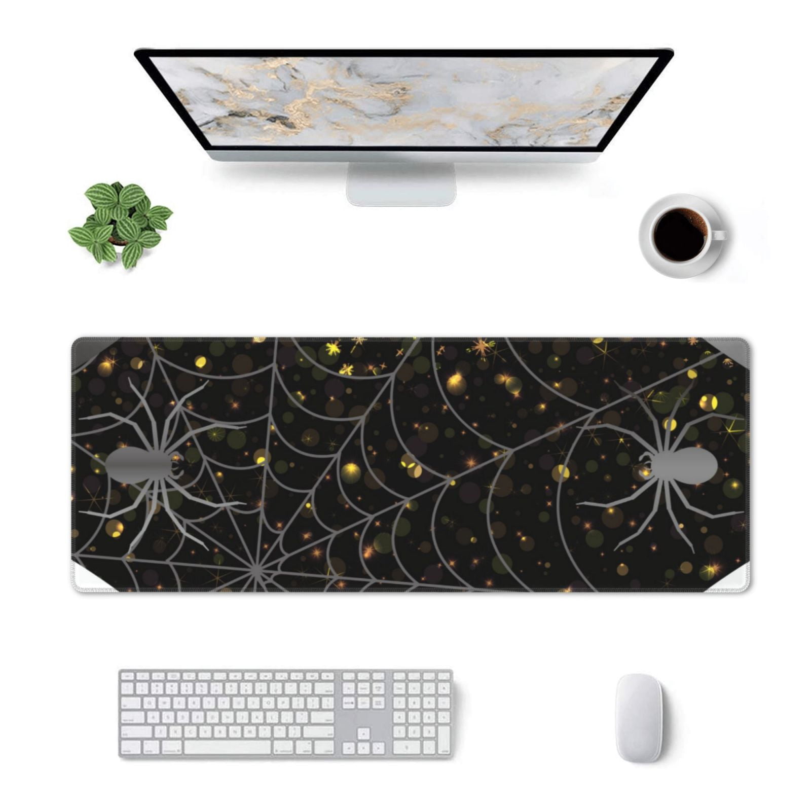 Pofeuu Spiderweb Bats And A Spider Print Desk Mat for Keyboard and ...