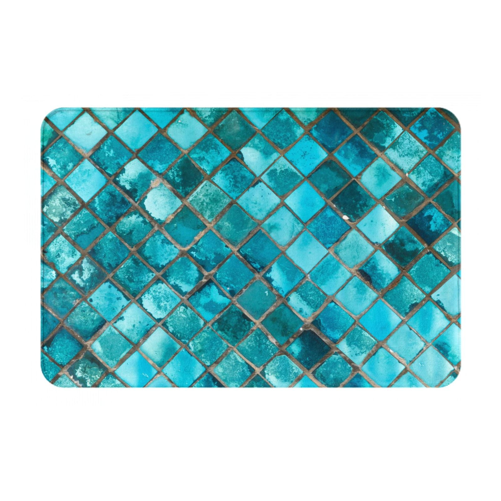 Pofeuu Square Glass Mosaic Print Flannel Doormats Rug16"x24"Rug ...