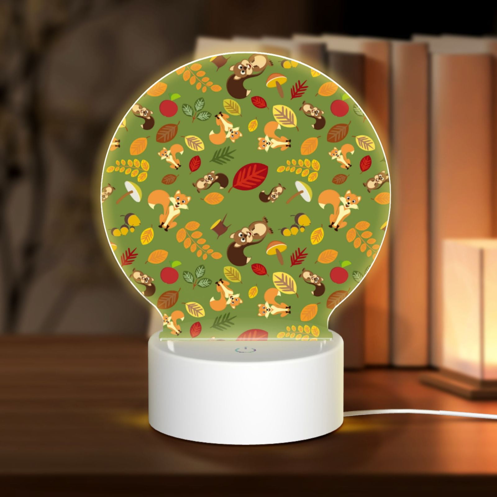 Pofeuu Squirrel And Fox In The Forest Print LED Christmas Night Light ...