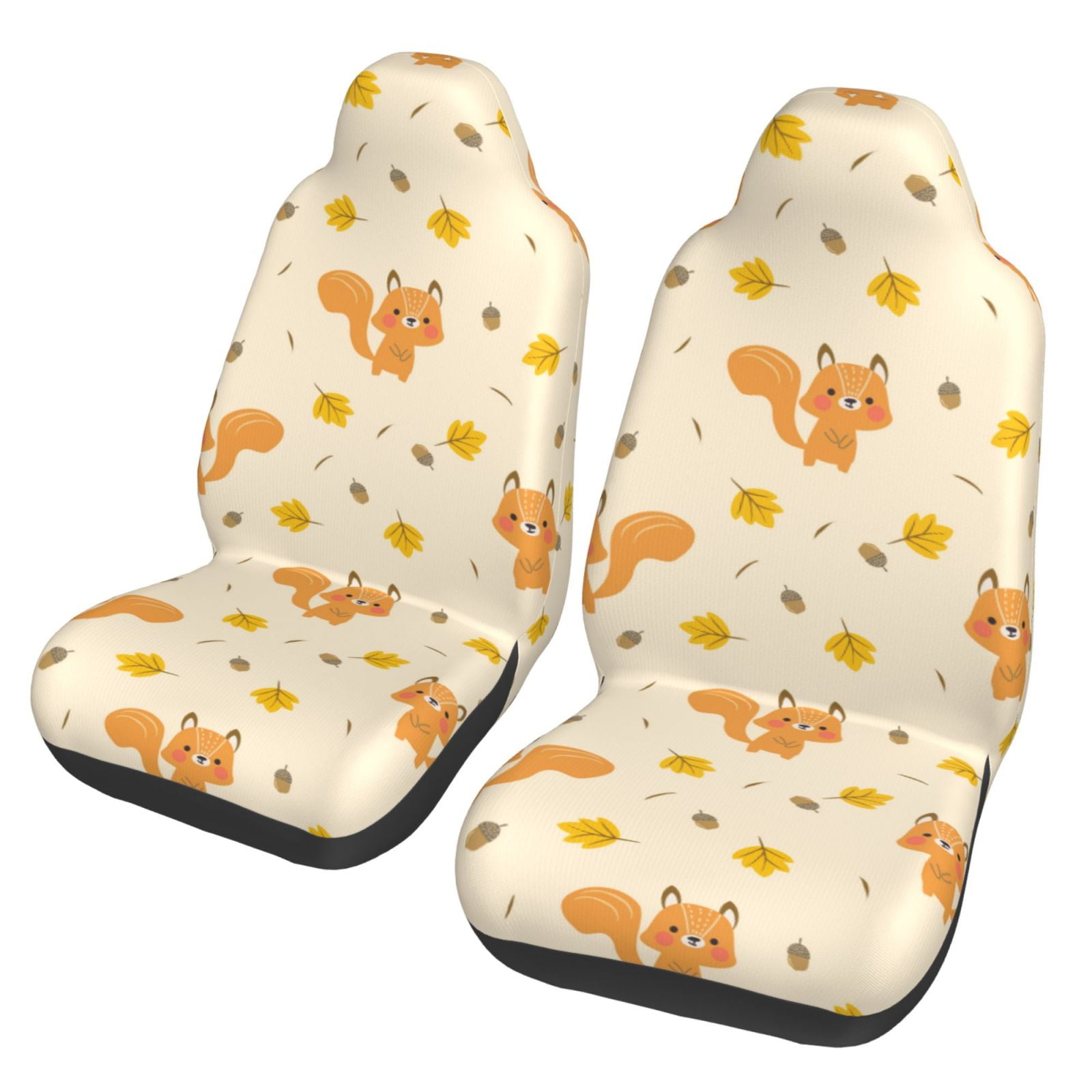 Pofeuu Squirrel And Leaves Print Automotive Car Seat Covers Flat Cloth ...
