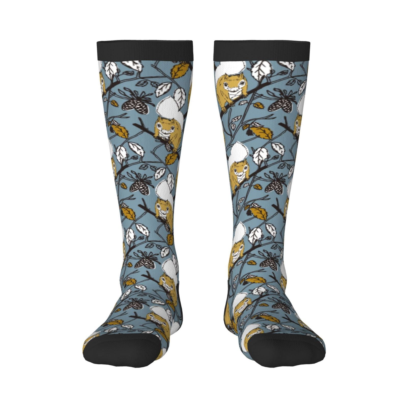 Pofeuu Squirrel And Leaves Print Stockings, Adult Running Hiking Socks ...