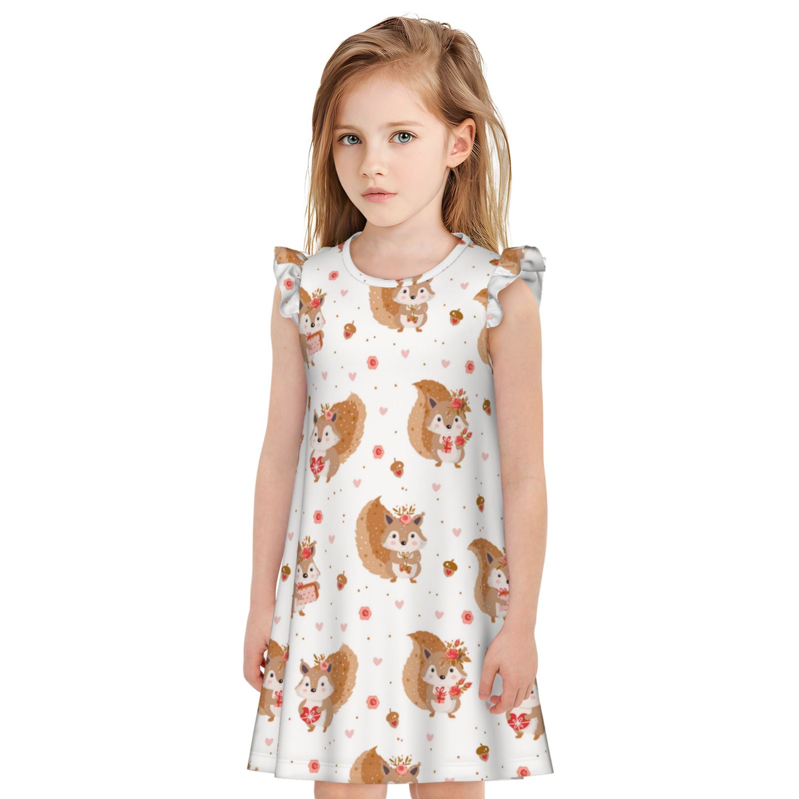 Pofeuu Squirrel Giving A Gift Print Girls Nightgowns, Nightgown ...