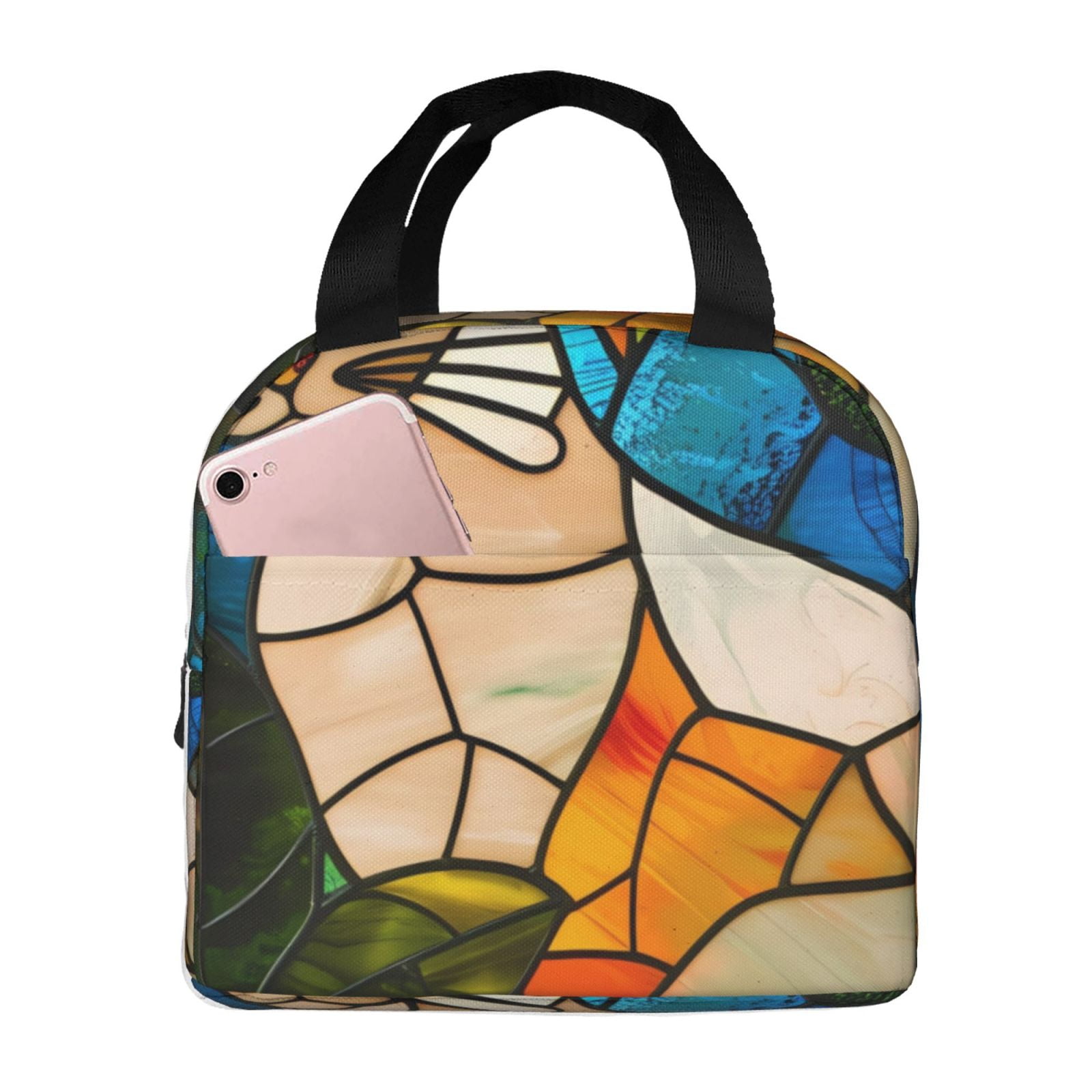 Pofeuu Stained Glass Cat Art Print Lunch Bag Lunch Box Insulated Lunch ...