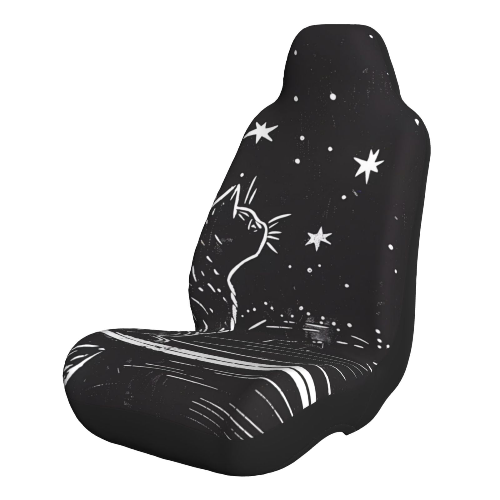 Pofeuu Star Gazing Cat Illustration Print Automotive Car Seat Covers ...
