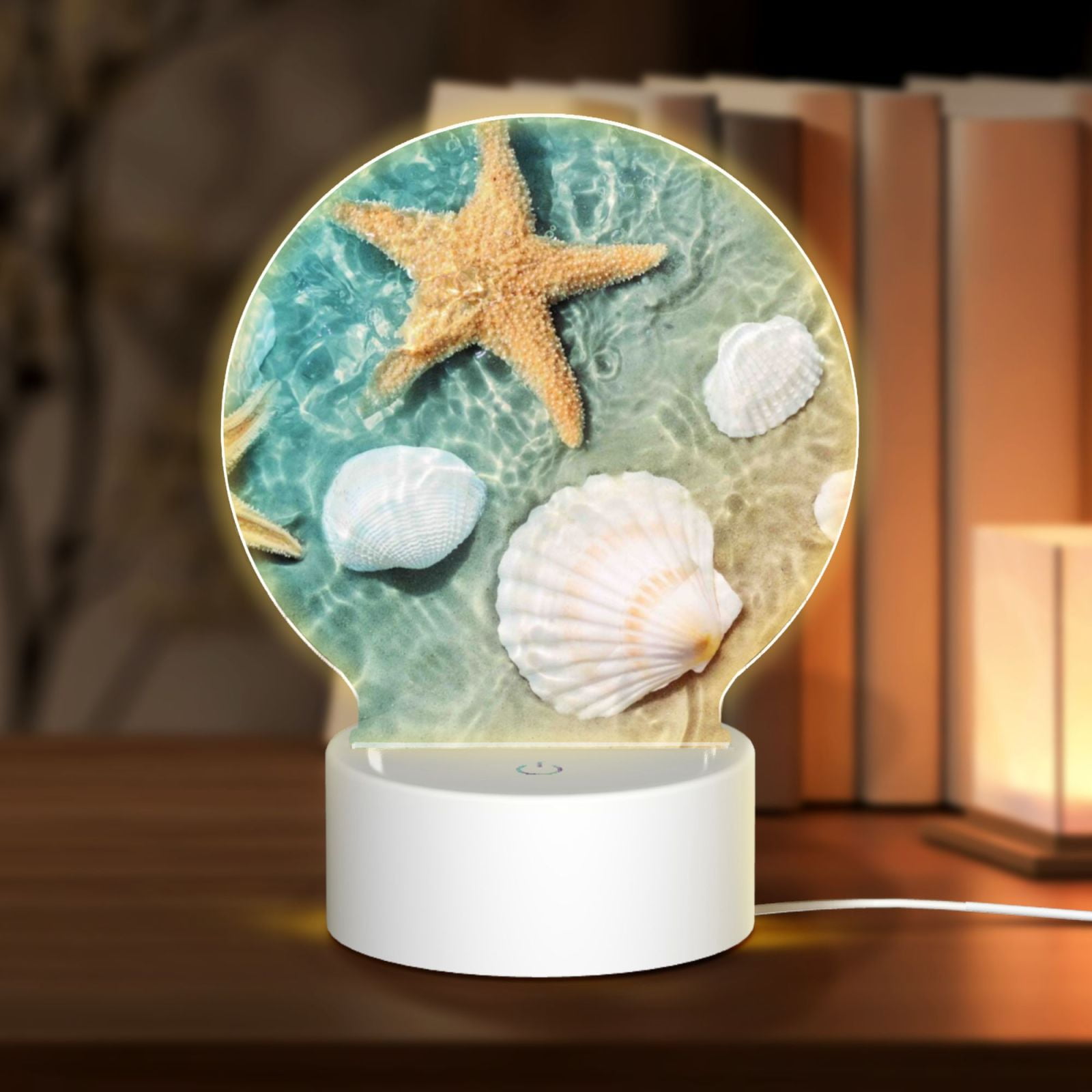 Pofeuu Starfish And Seashell Print LED Christmas Night Light Lamp Base ...