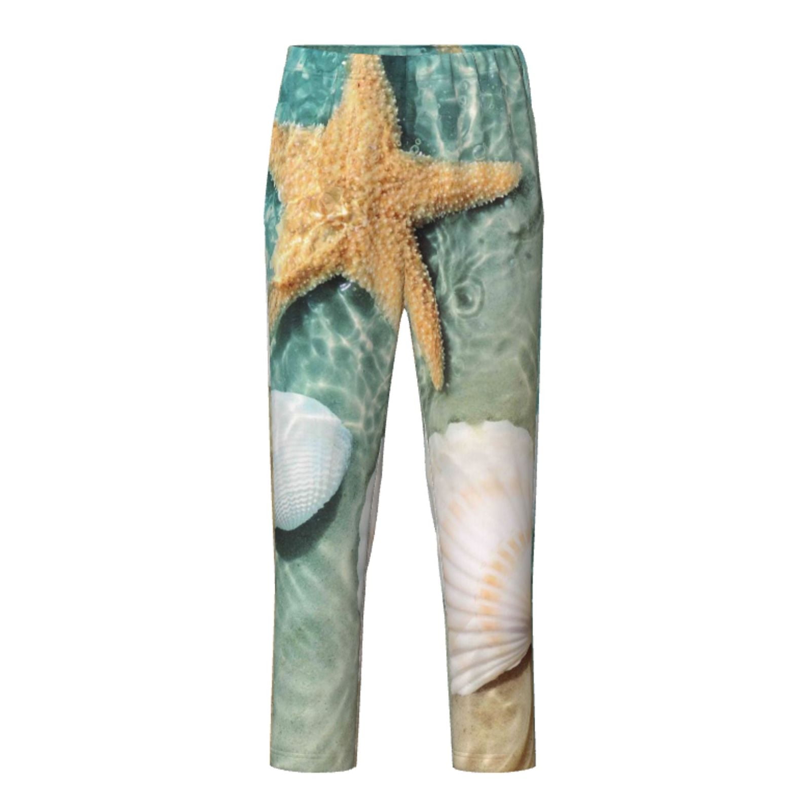 Pofeuu Starfish And Seashell Print Teenagers' Pajama Pants, Soft Lounge Pajama Pants with big ...