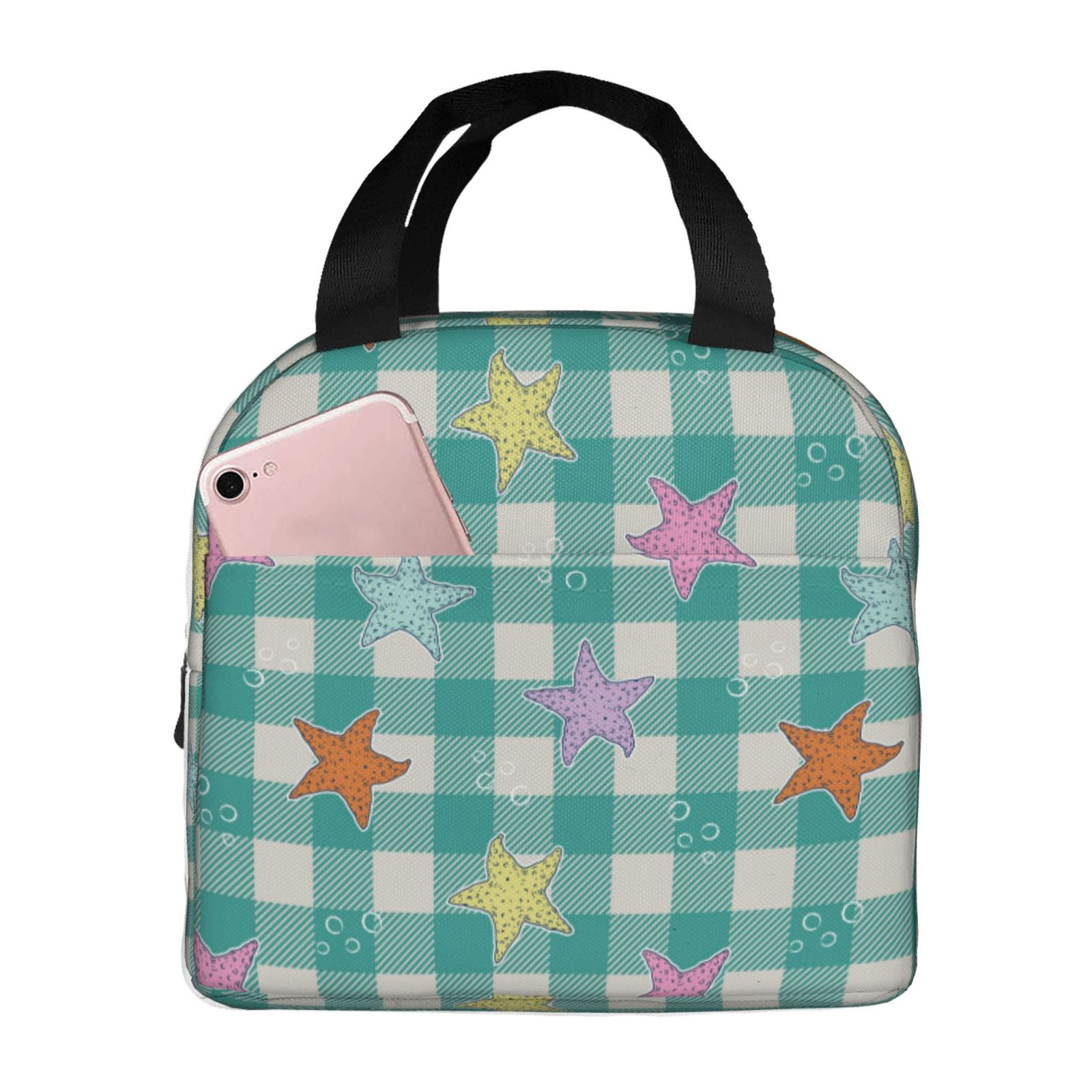 Pofeuu Starfish On Checkered Background Print Lunch Bag Lunch Box ...