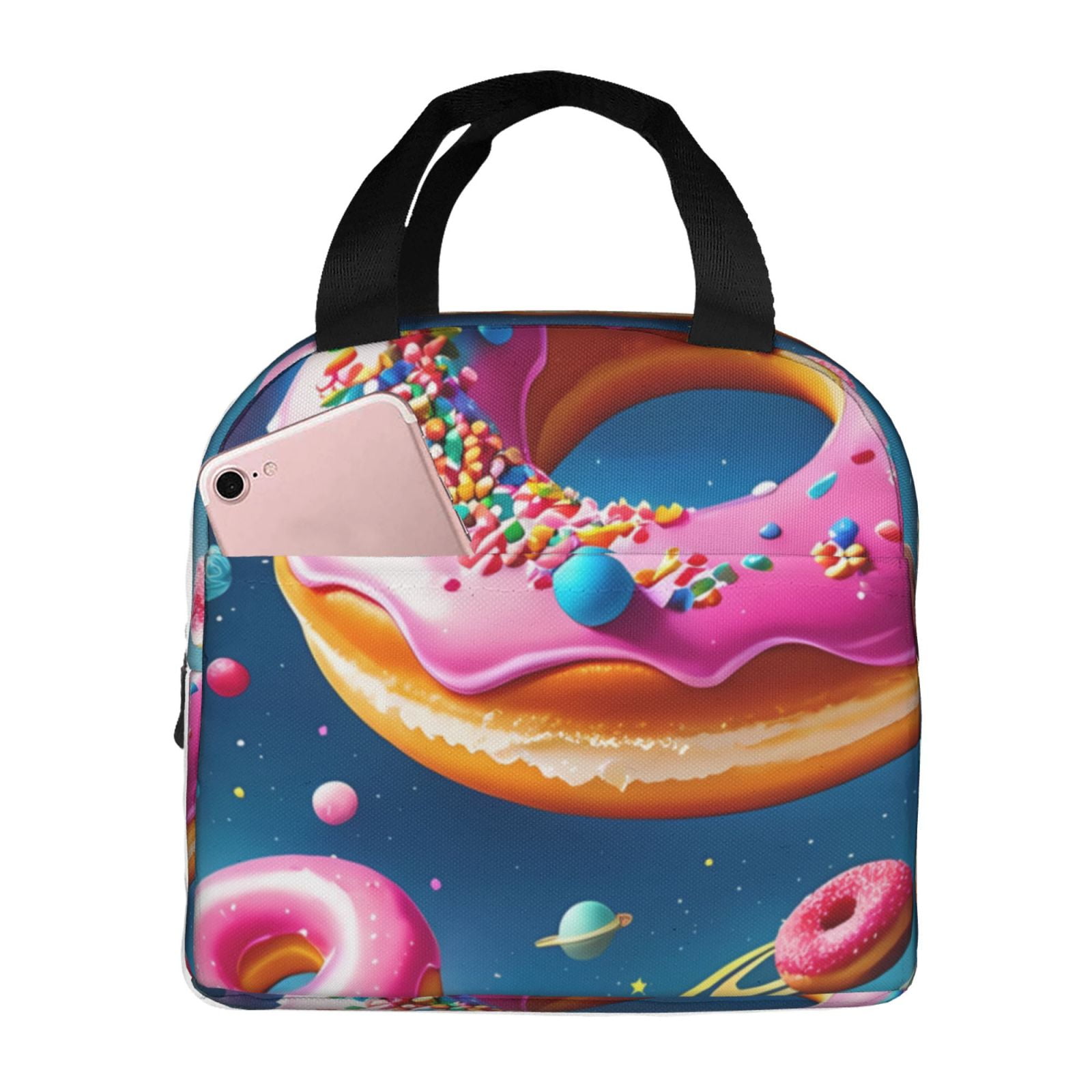 Pofeuu Starry Sky Colorful Donut Print Lunch Bag Lunch Box Insulated ...