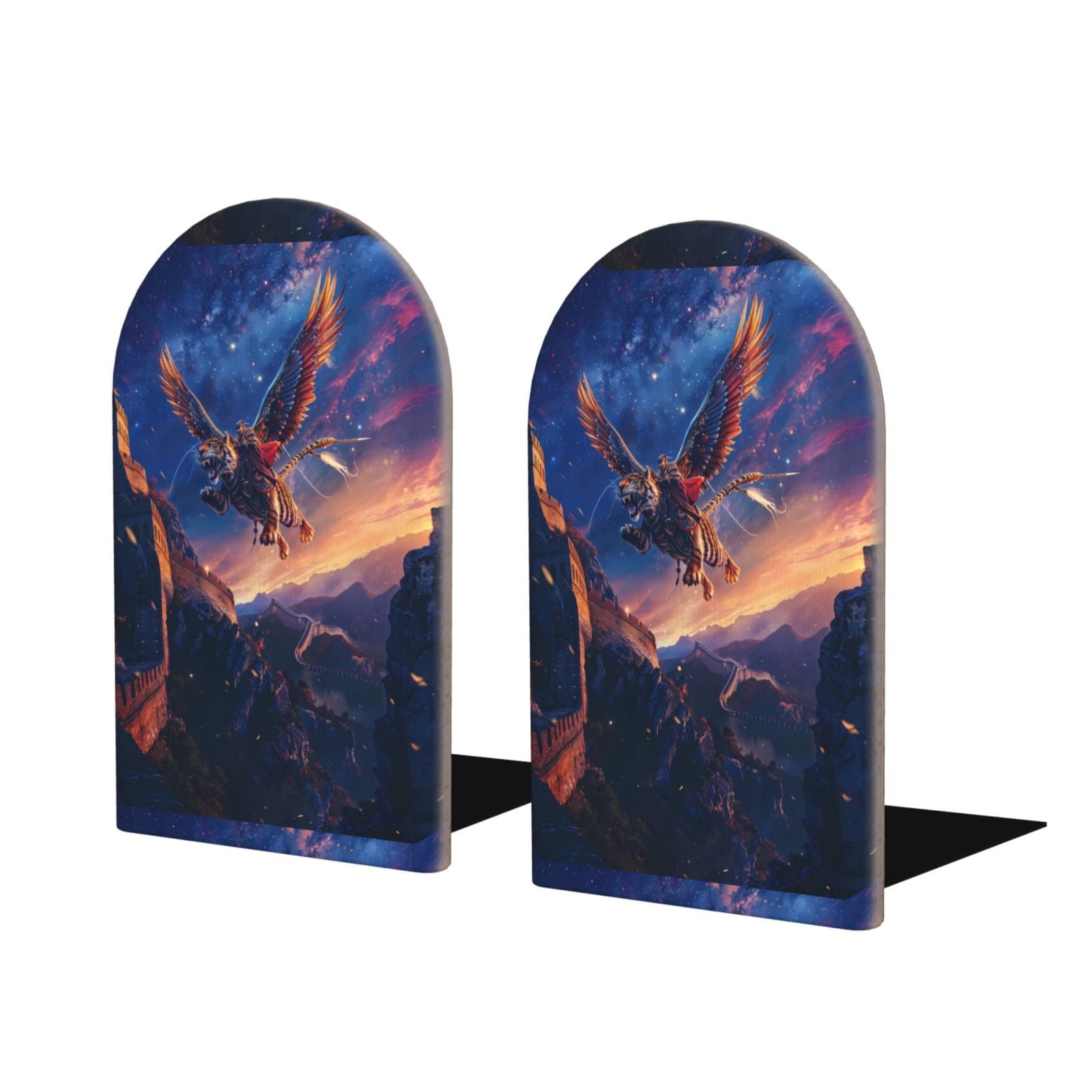 Pofeuu Starry Sky Flying Tiger Print Large Bookend Hold Heavy Books ...