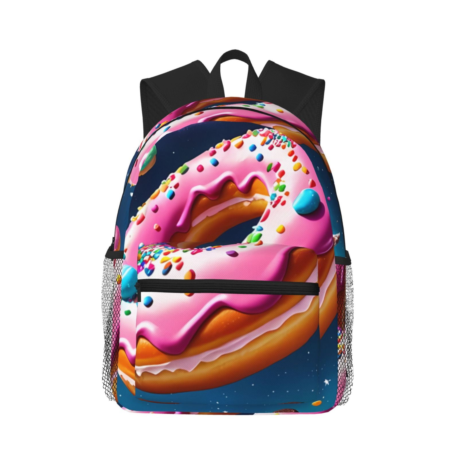 Pofeuu Starry Sky Pine Tree Donut Print Laptop Backpack Travel Canvas ...