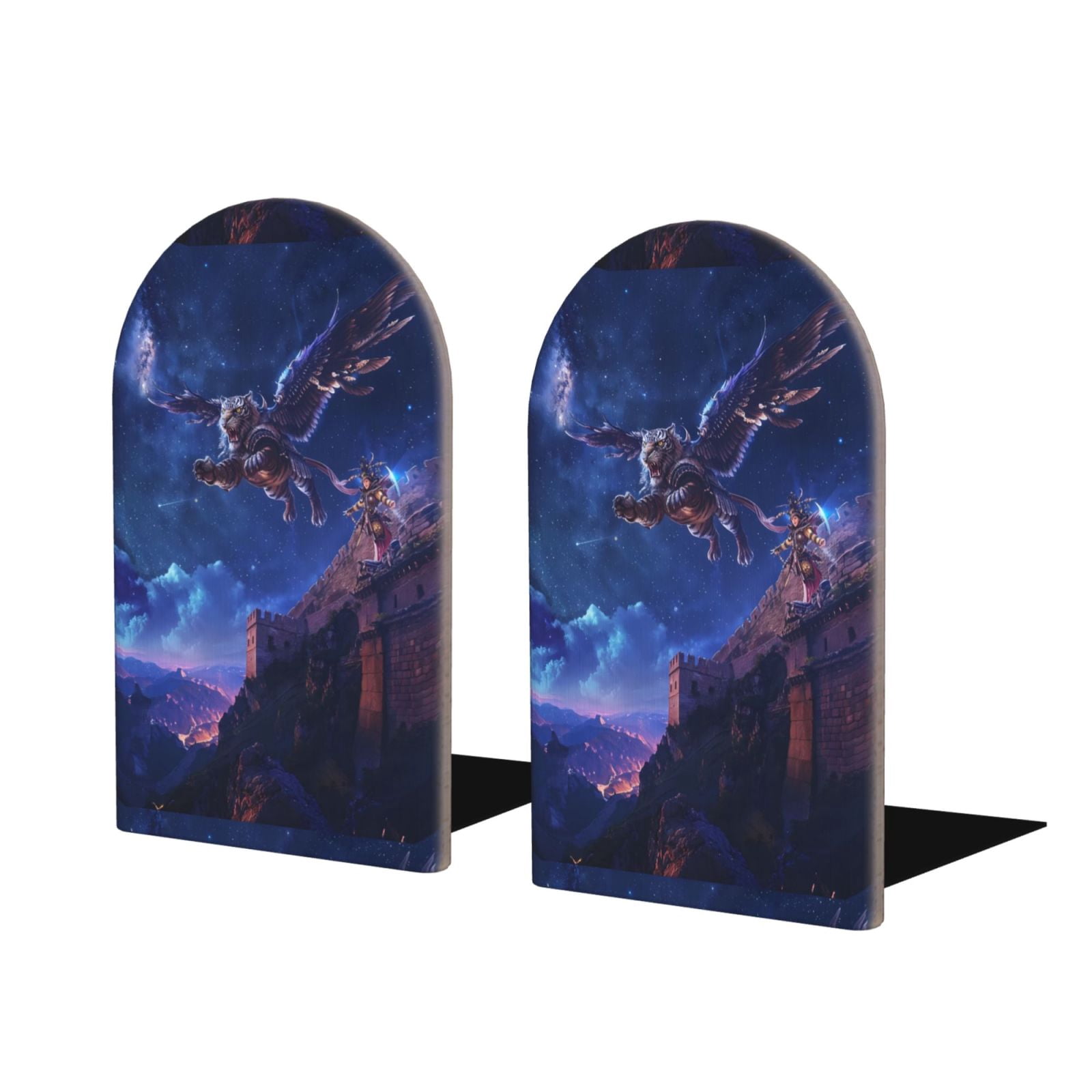 Pofeuu Starry Sky Wall Flying Tiger Print Large Bookend Hold Heavy ...