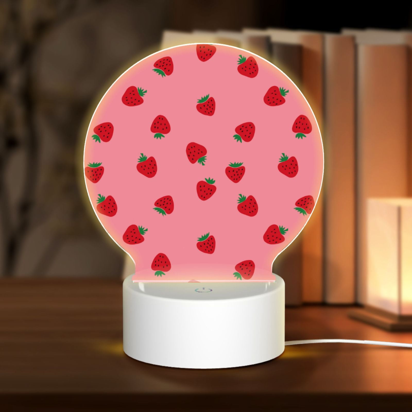 Pofeuu Strawberries Print LED Christmas Night Light Lamp Base Gift DIY ...