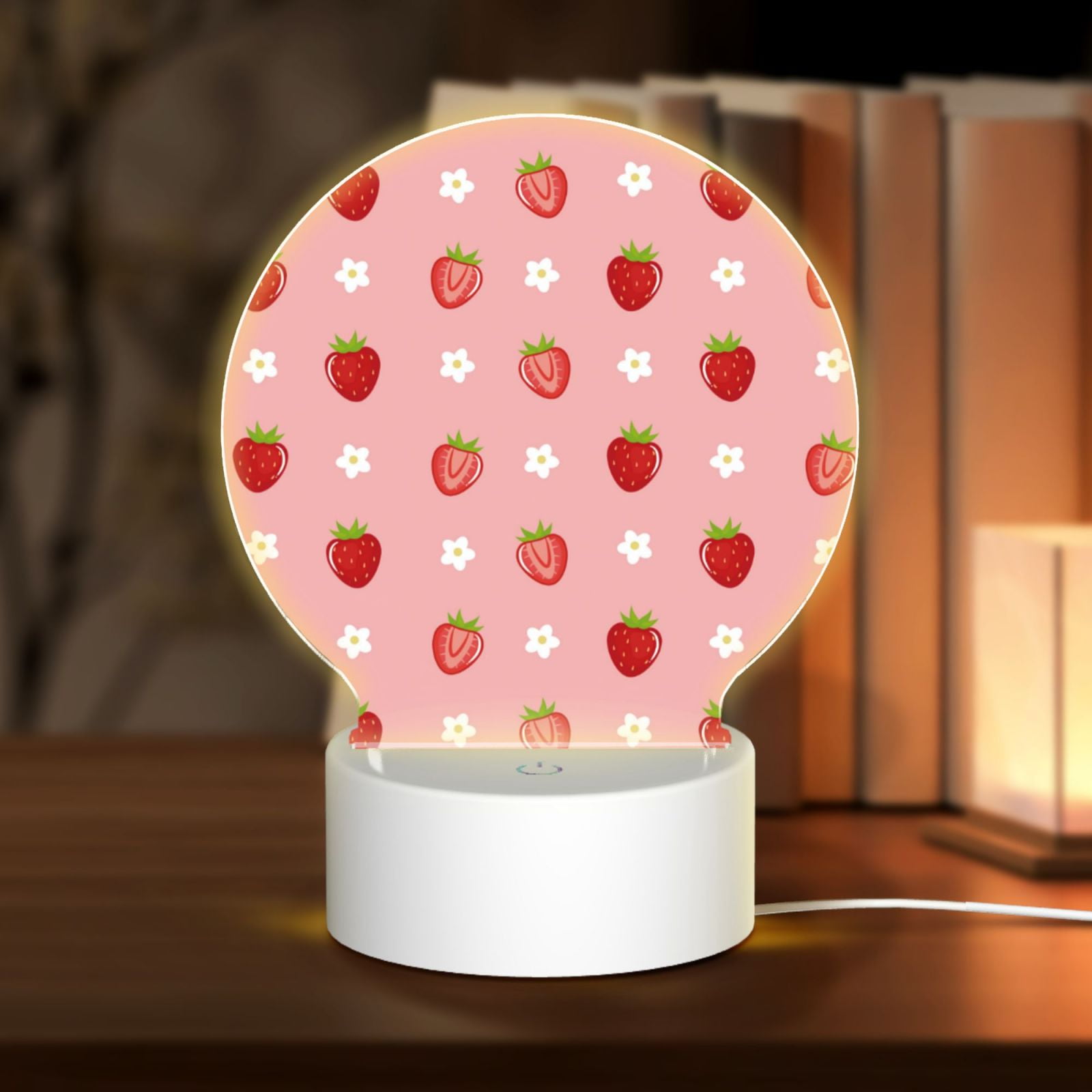 Pofeuu Strawberries Print LED Christmas Night Light Lamp Base Gift DIY ...