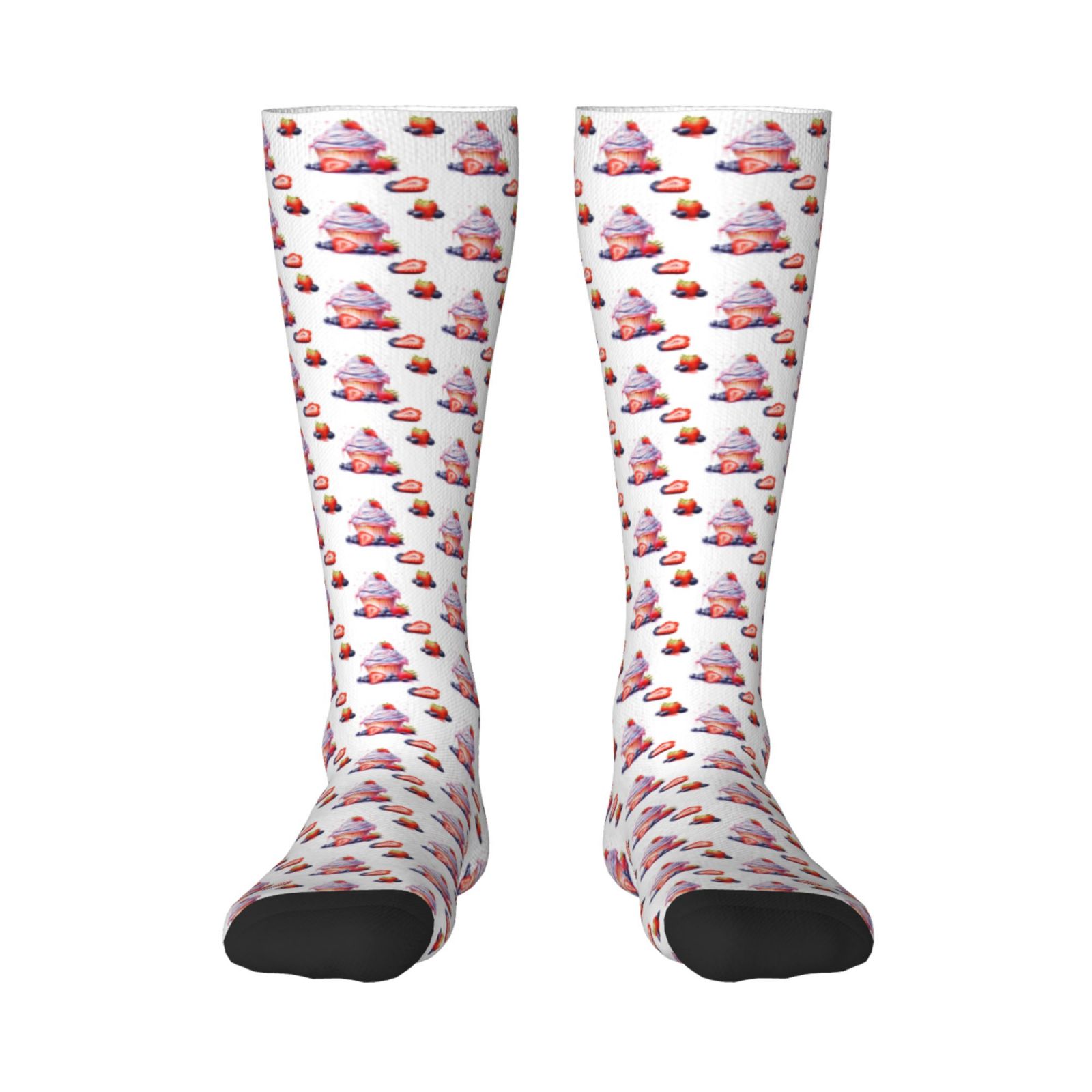 Pofeuu Strawberry Blueberry Cream Cake Print Stockings, Adult Running ...