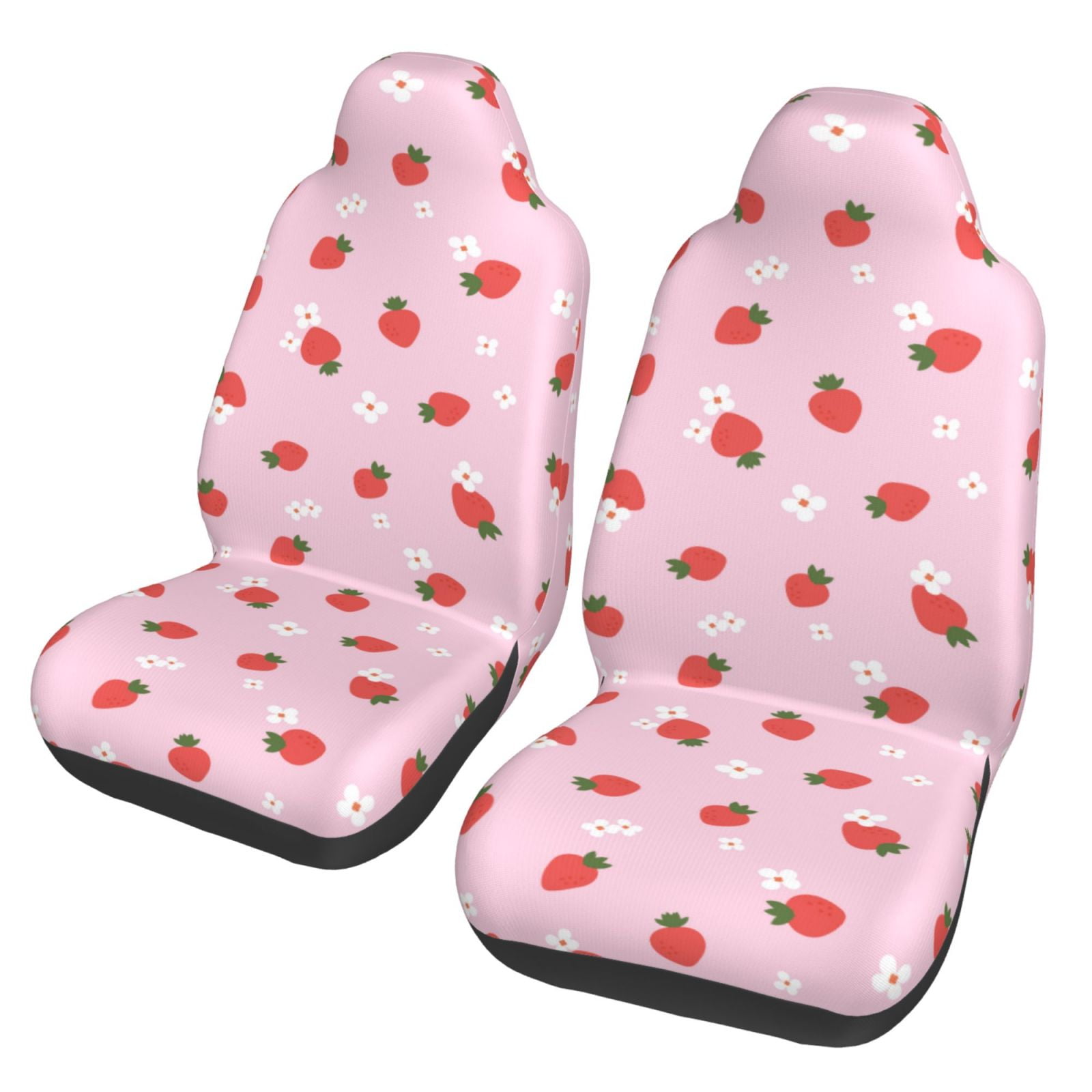 Pofeuu Strawberry Floral Print Automotive Car Seat Covers Flat Cloth ...
