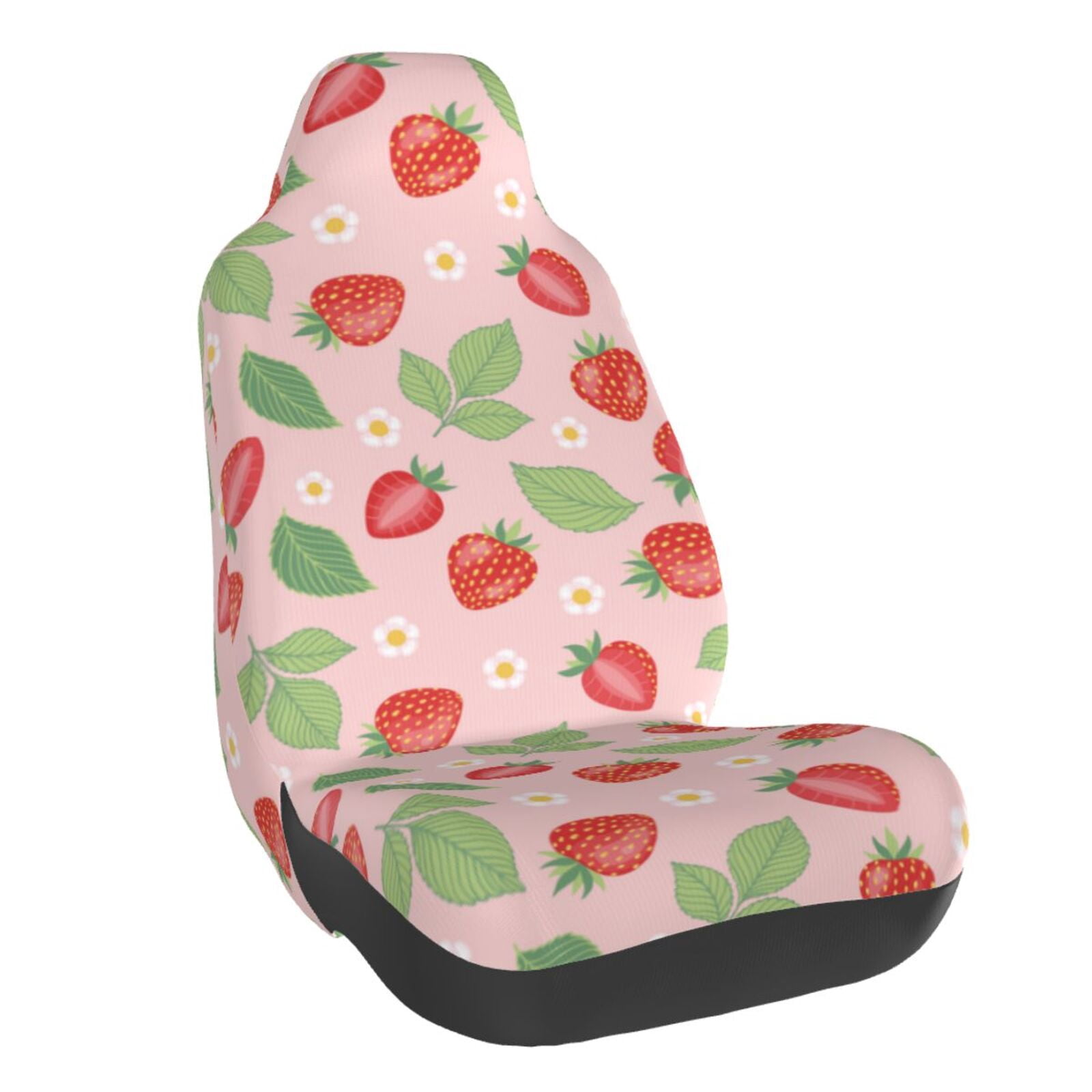 Pofeuu Strawberry Floral Print Automotive Car Seat Covers Flat Cloth ...