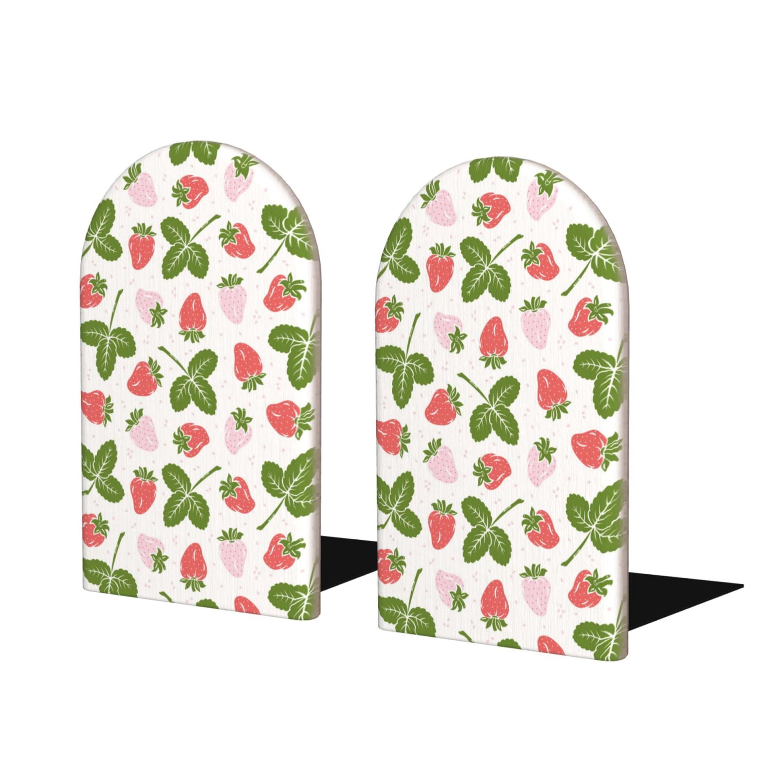 Pofeuu Strawberry Floral Print Large Bookend Hold Heavy Books- Wood ...