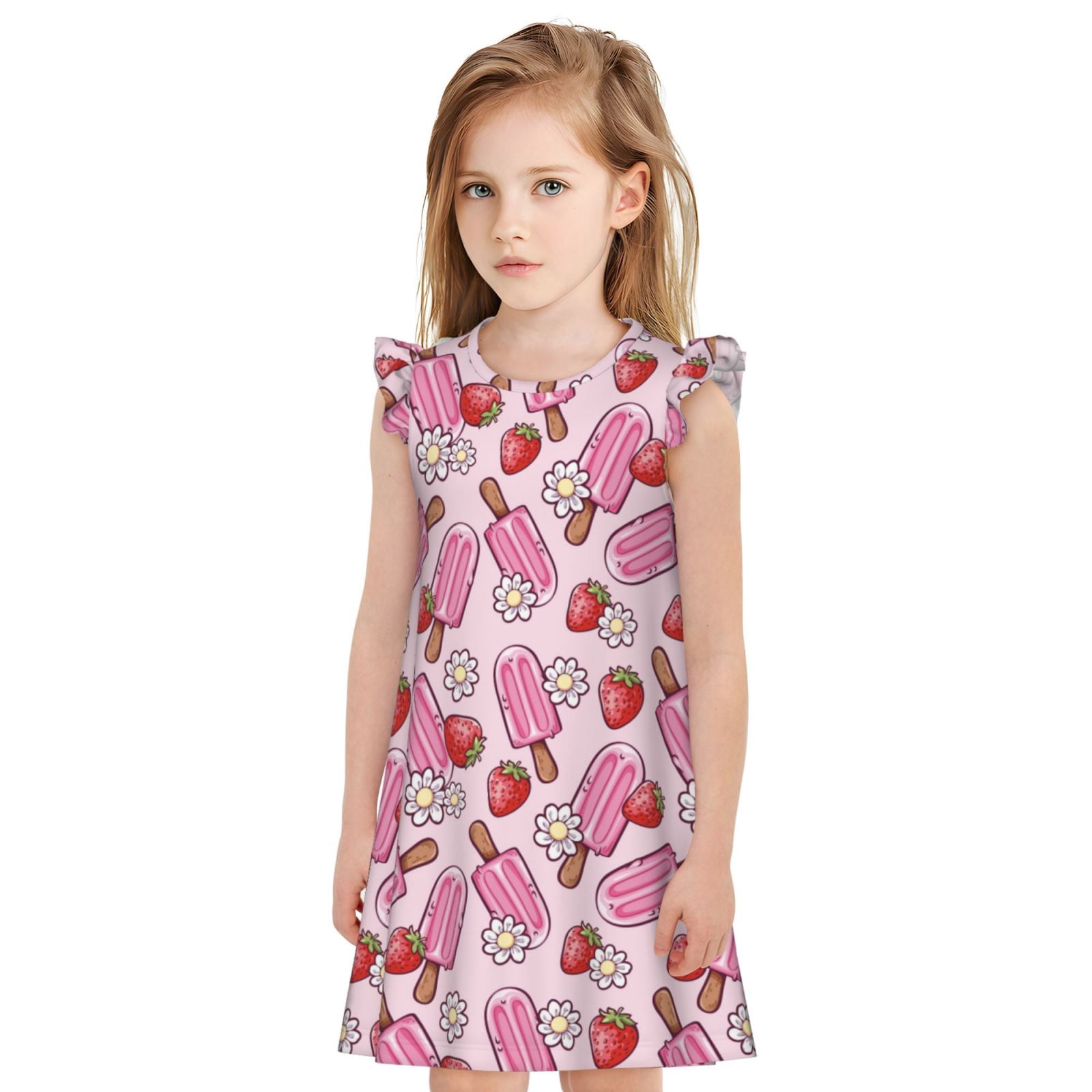 Pofeuu Strawberry Popsicle Print Girls Nightgowns, Nightgown Princess ...