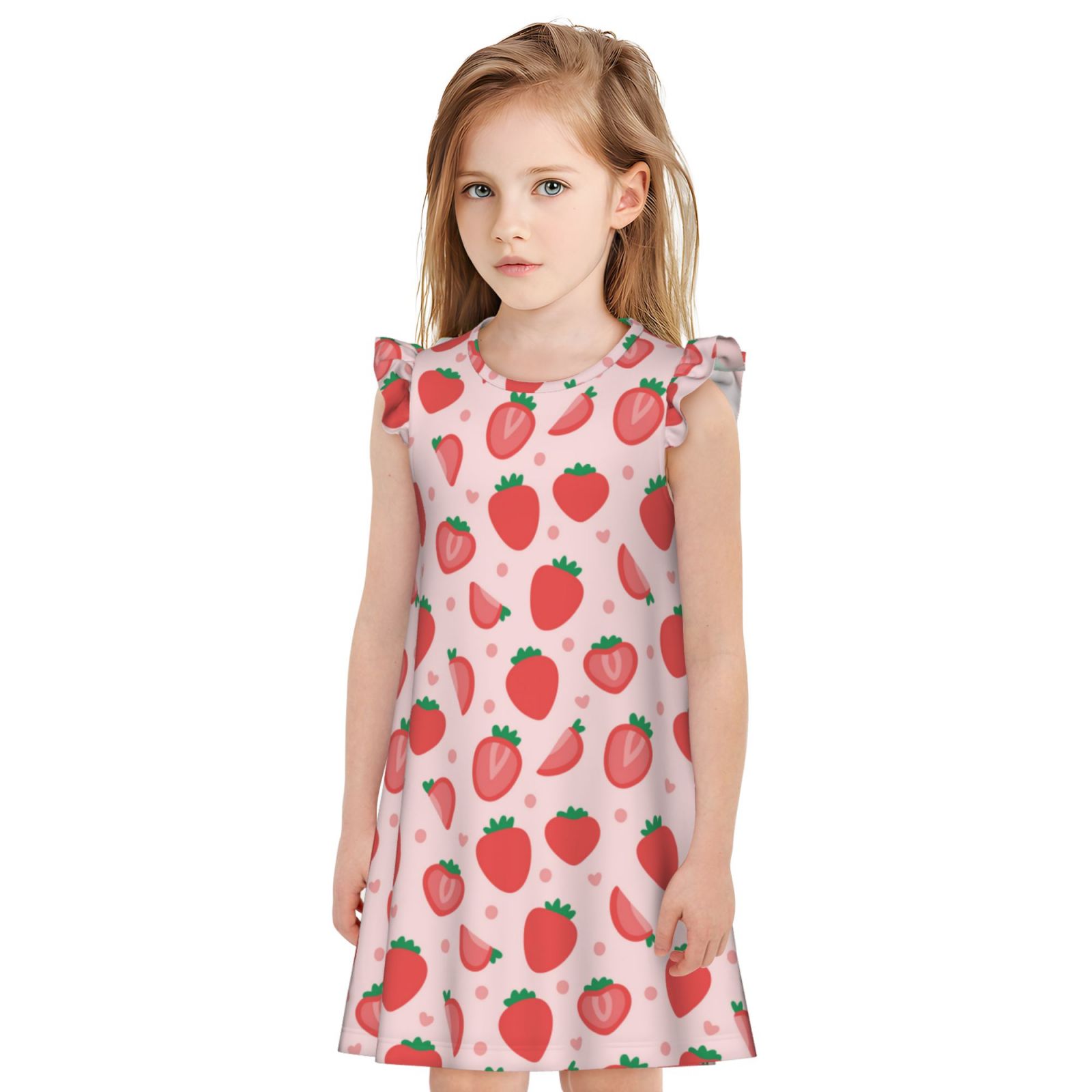 Pofeuu Strawberry Print Girls Nightgowns, Nightgown Princess Pajama ...