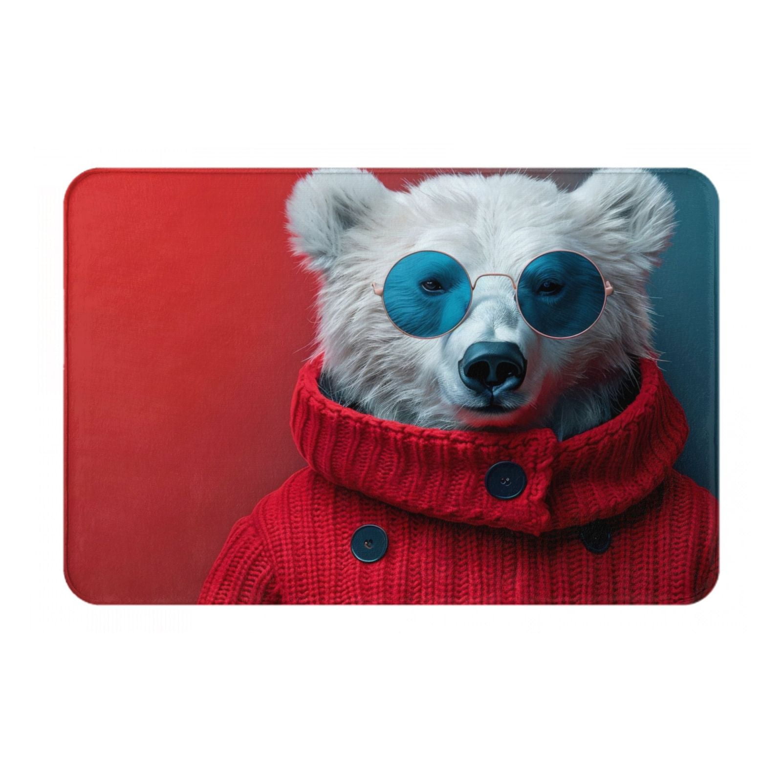 Pofeuu Stylish Polar Bear Sunglasses Print Flannel Doormats Rug16"x24 ...