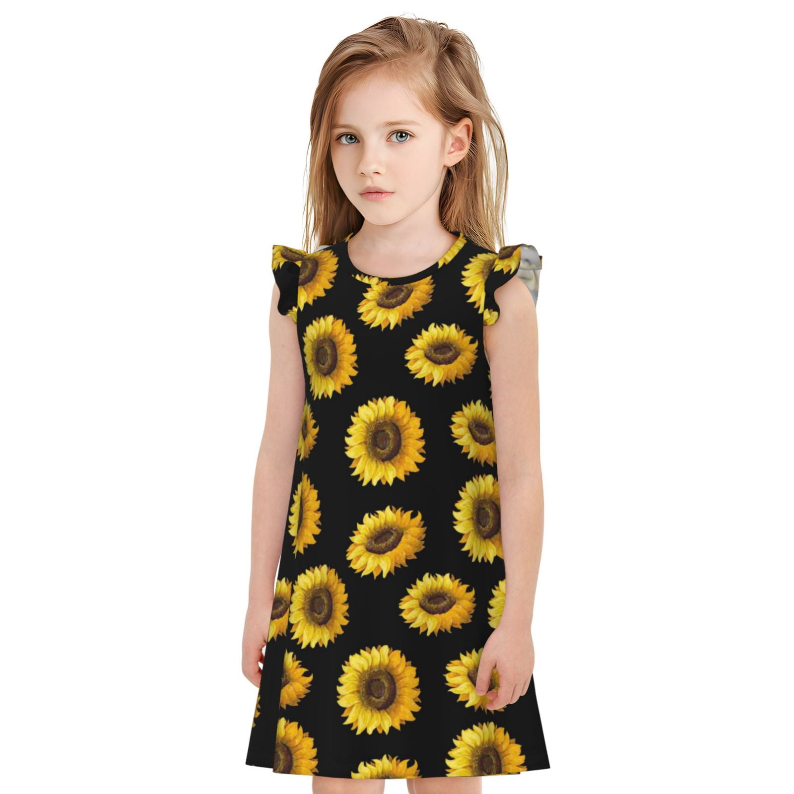 Pofeuu Sunflower (2) Print Girls Nightgowns, Nightgown Princess Pajama ...